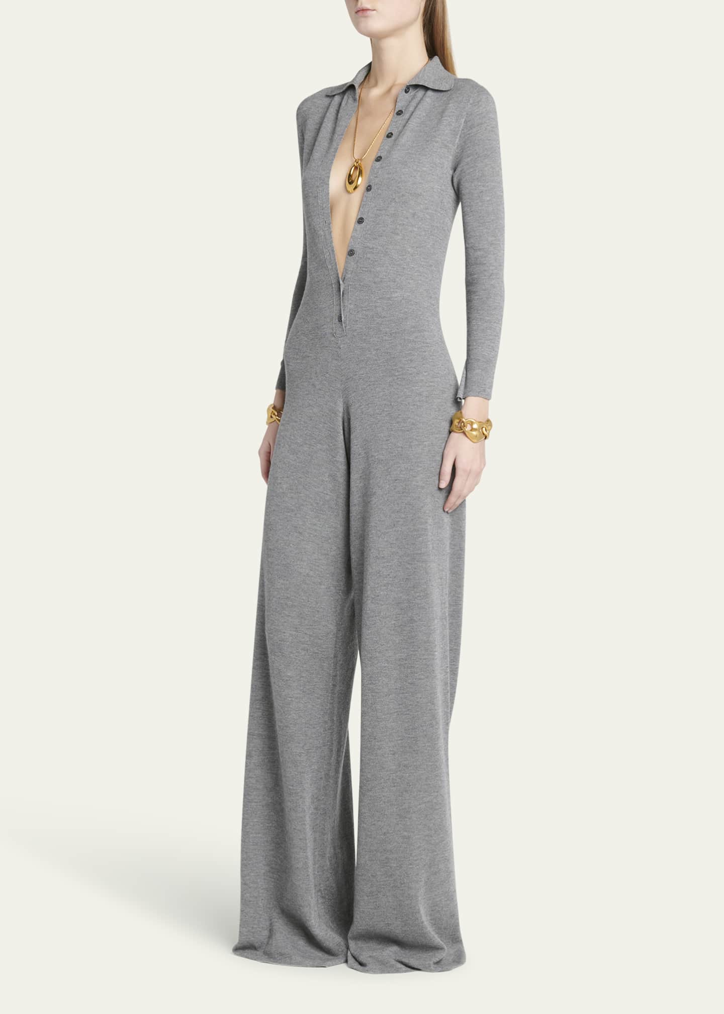 TOM FORD Polo Wide Leg Cashmere Jumpsuit - Bergdorf Goodman