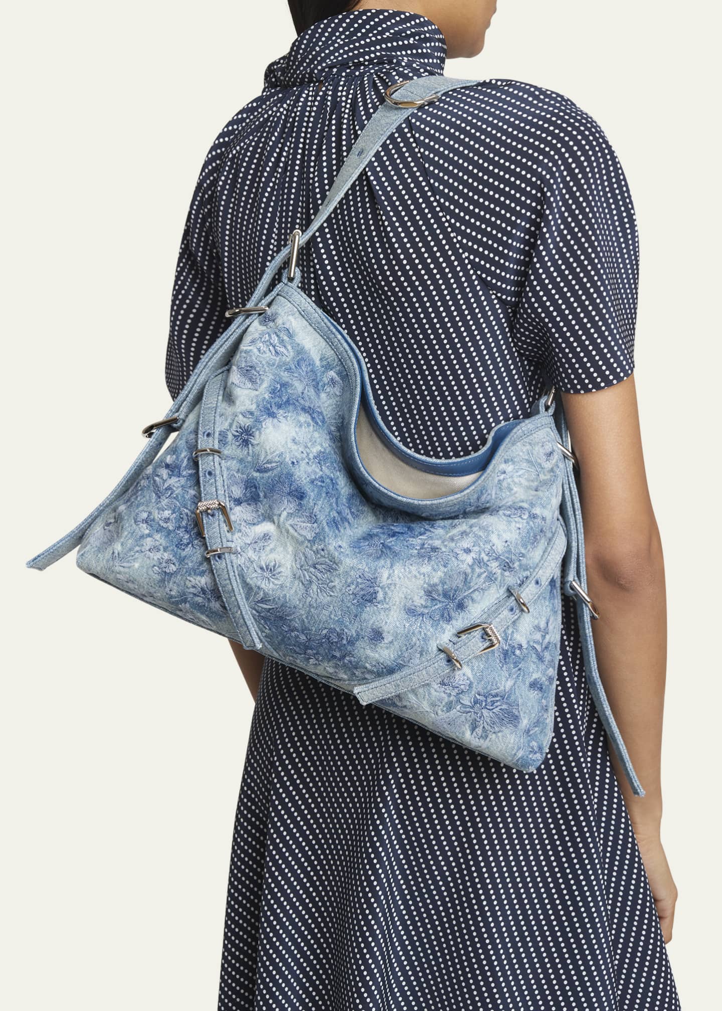 Givenchy Voyou Medium Shoulder Bag in Floral Washed Denim - Bergdorf ...