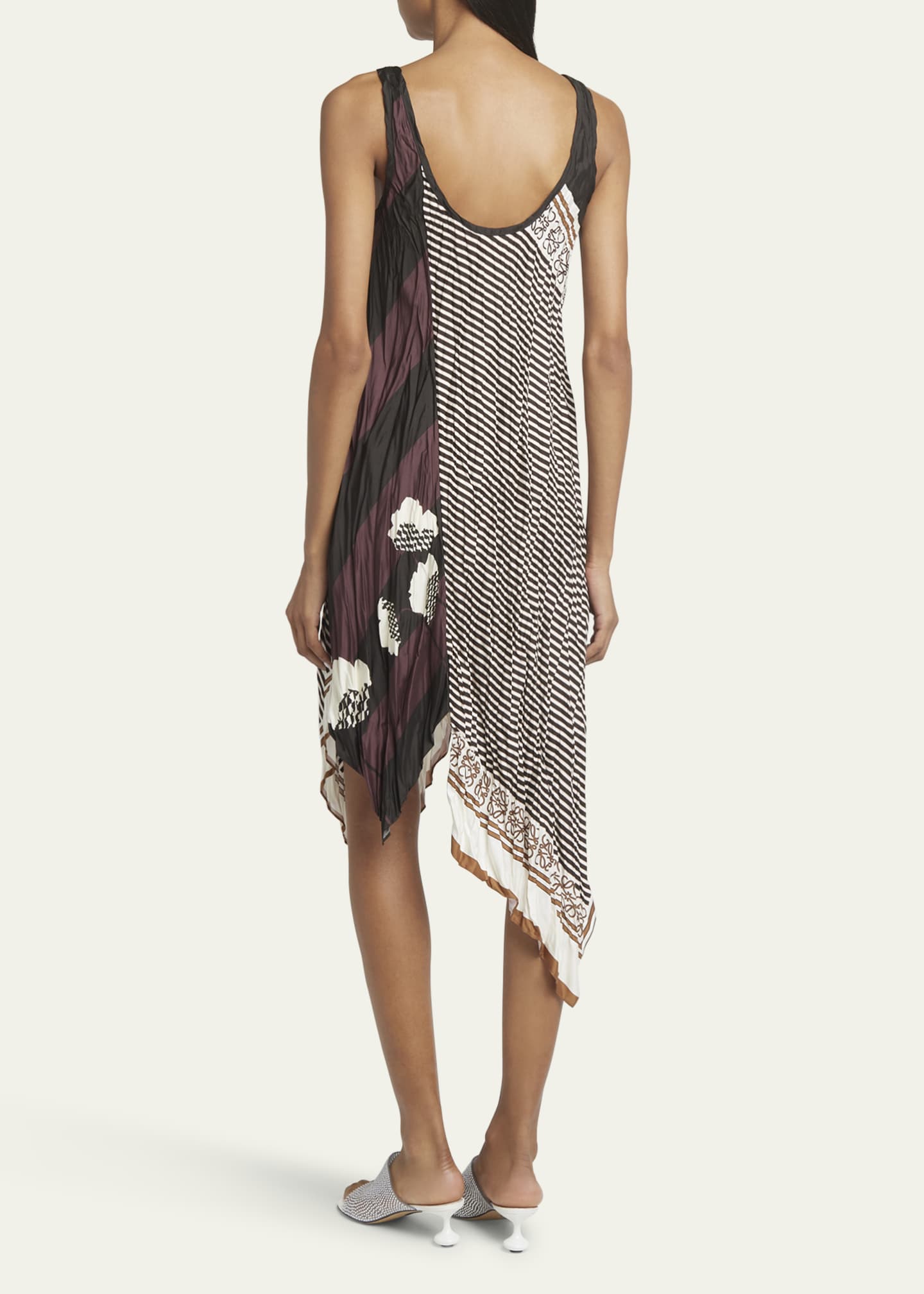 Loewe x Paula Ibiza Multi-Print Pleated Short Dress with Scarf Hem ...