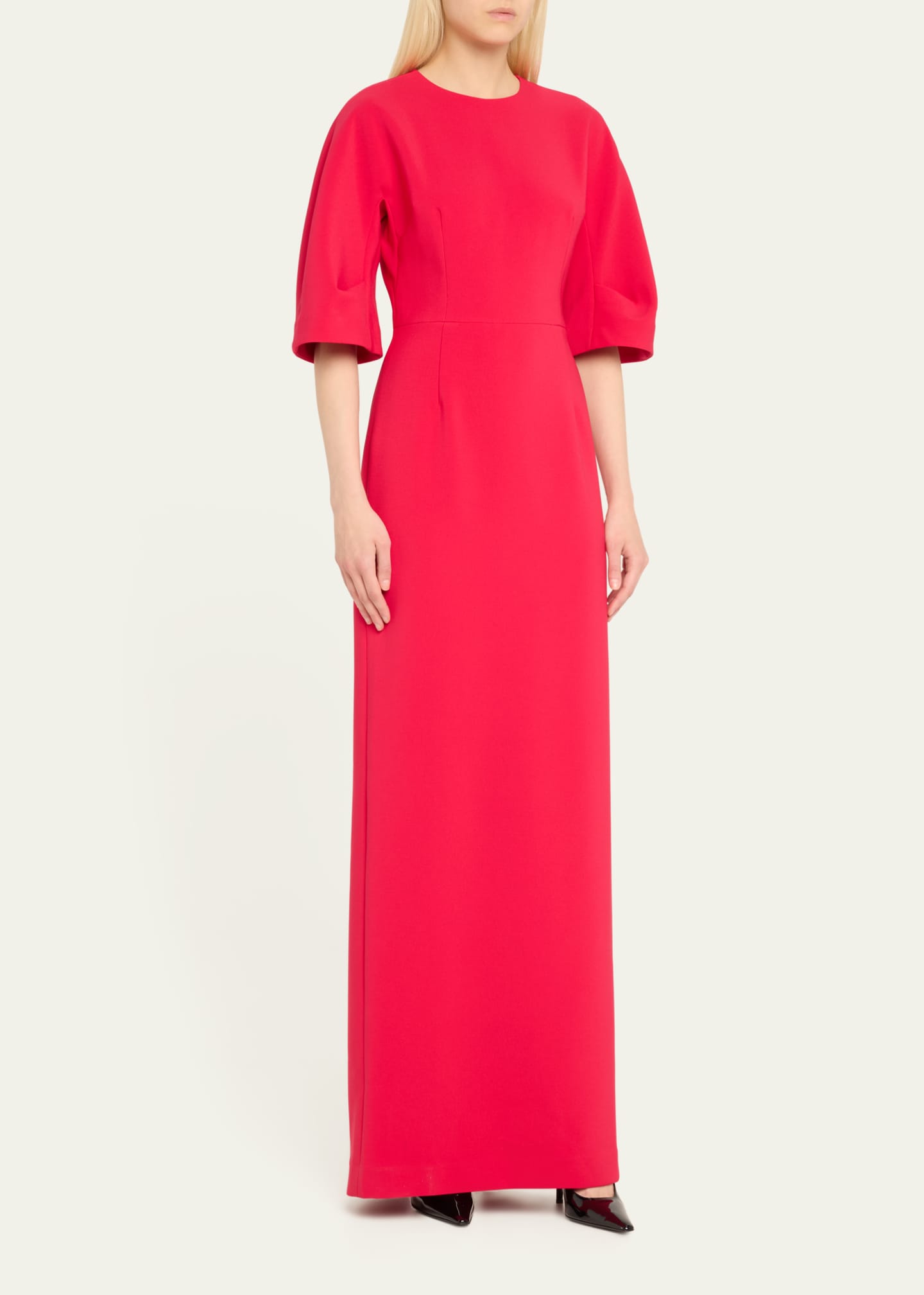 Rickie Freeman for Teri Jon 3/4-Sleeve Crepe Column Gown - Bergdorf Goodman