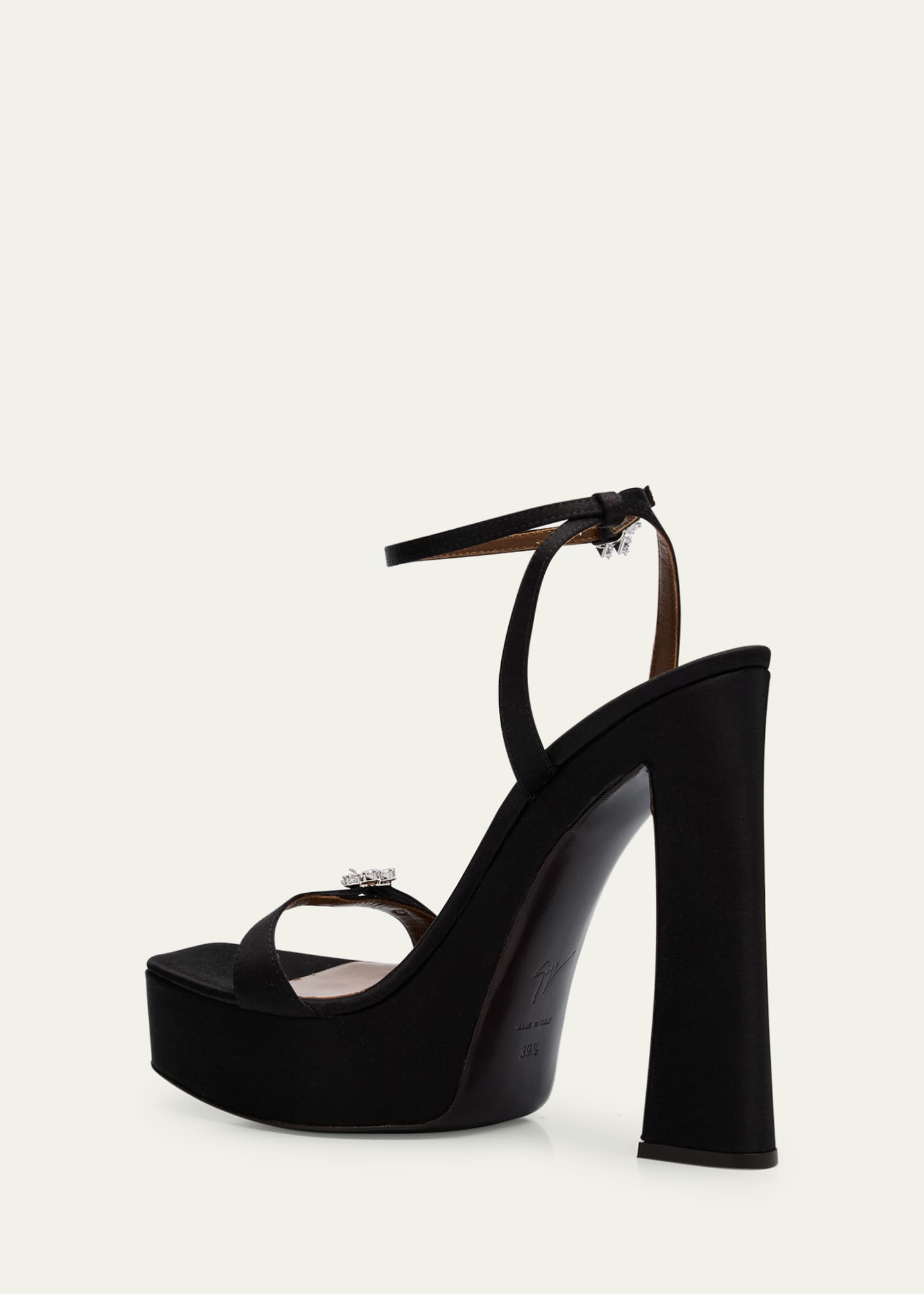 Giuseppe Zanotti Silk Crystal-Buckle Platform Sandals - Bergdorf Goodman