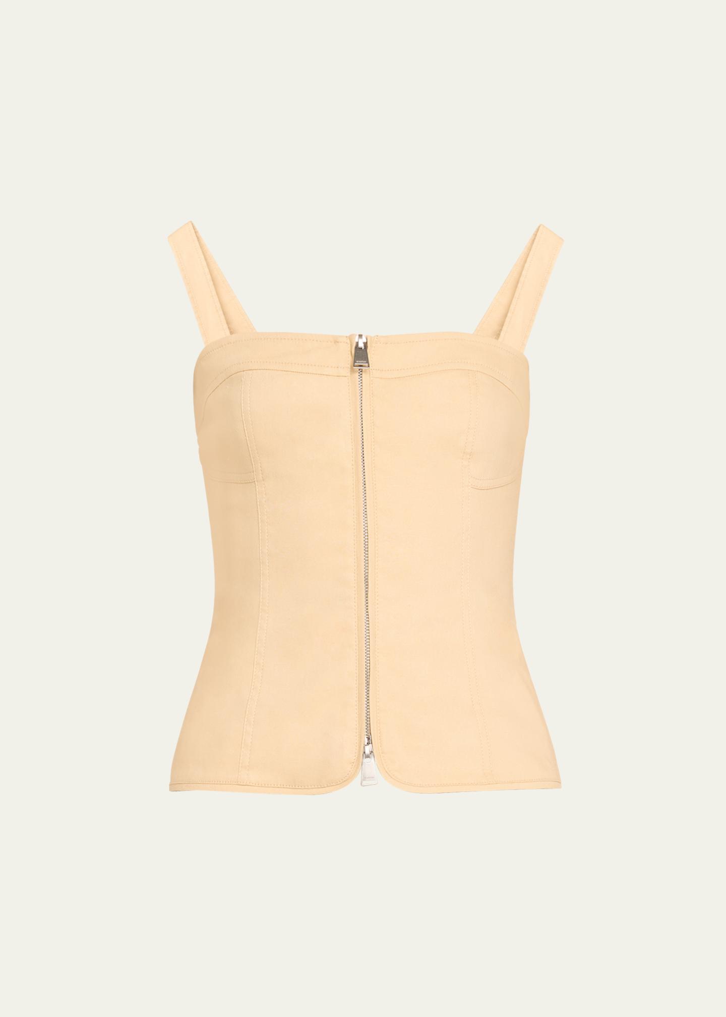 SIMKHAI Nour Square-Neck Zip-Front Bustier Top - Bergdorf Goodman