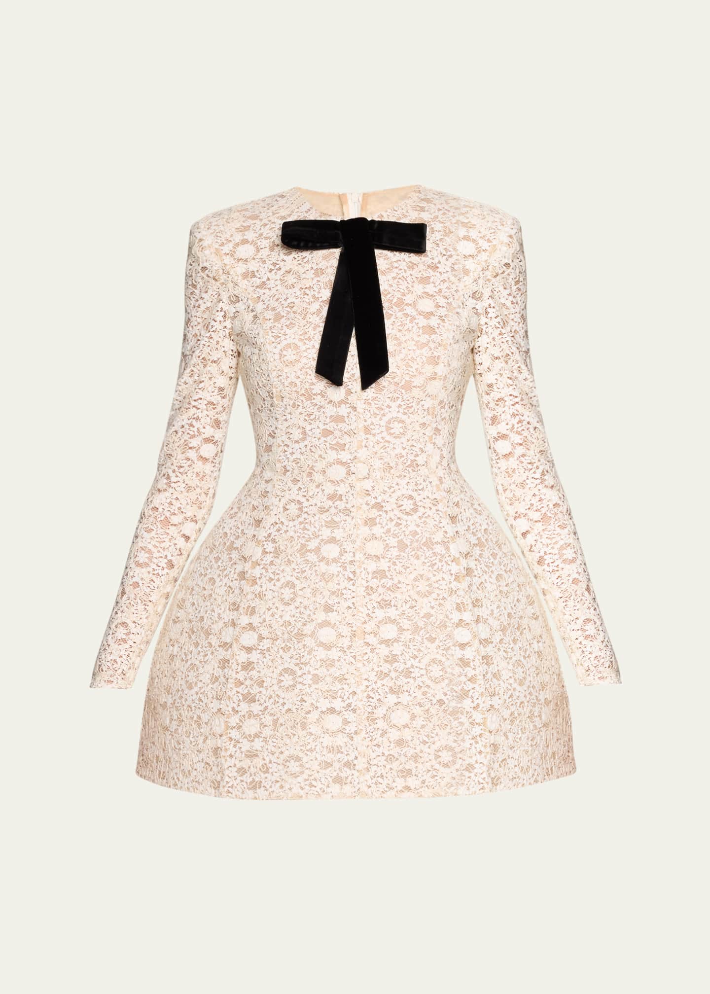 Bronx and Banco Courtney Blanc Bow-Front Lace Mini Dress - Bergdorf Goodman
