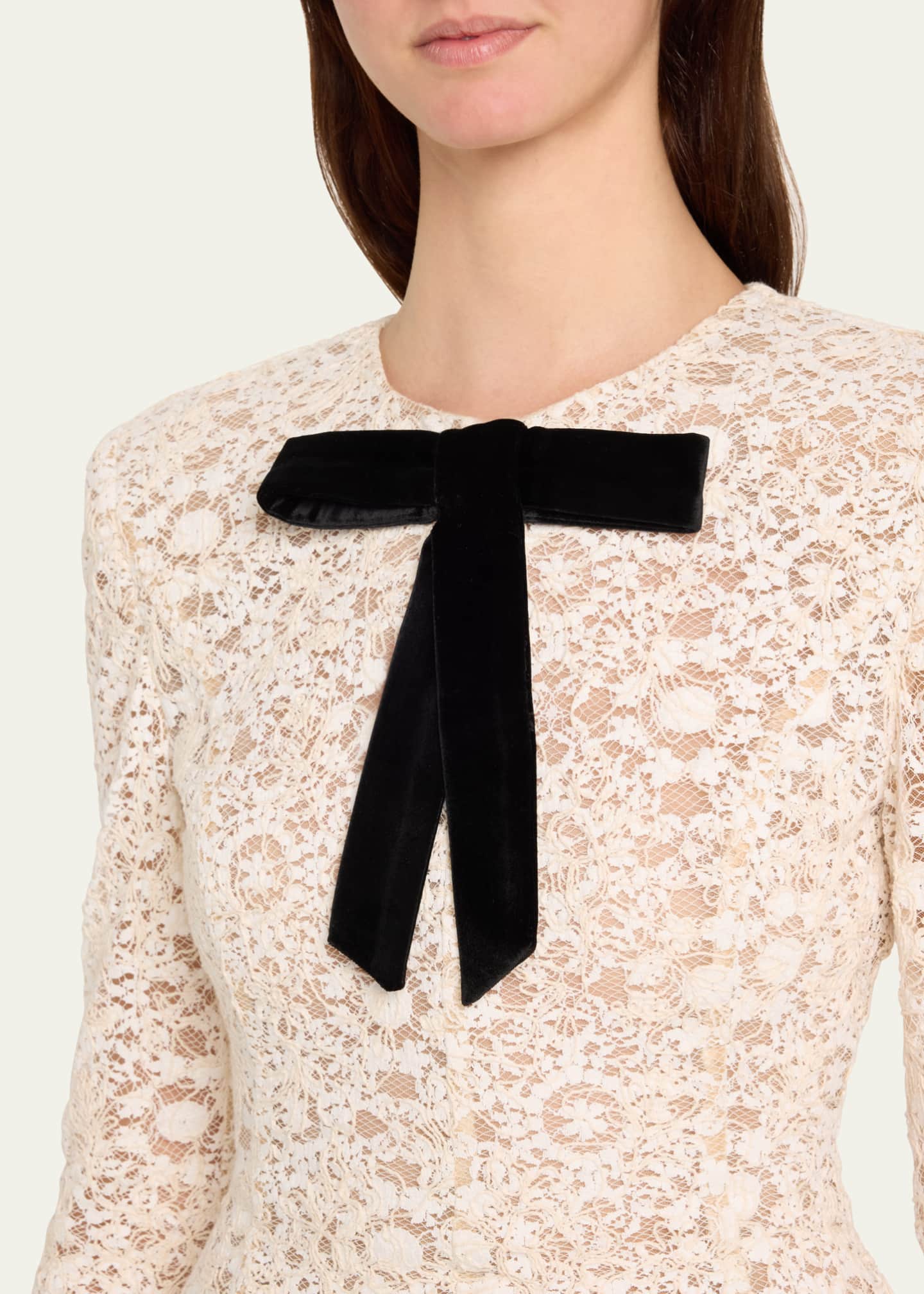 Bronx and Banco Courtney Blanc Bow-Front Lace Mini Dress - Bergdorf Goodman