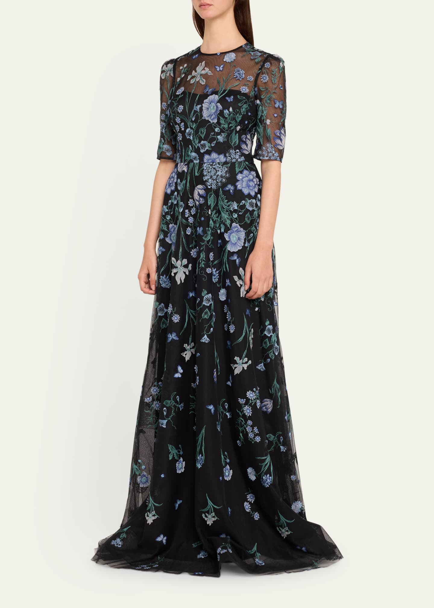 Rickie Freeman for Teri Jon Embroidered A-Line Tulle Gown - Bergdorf ...
