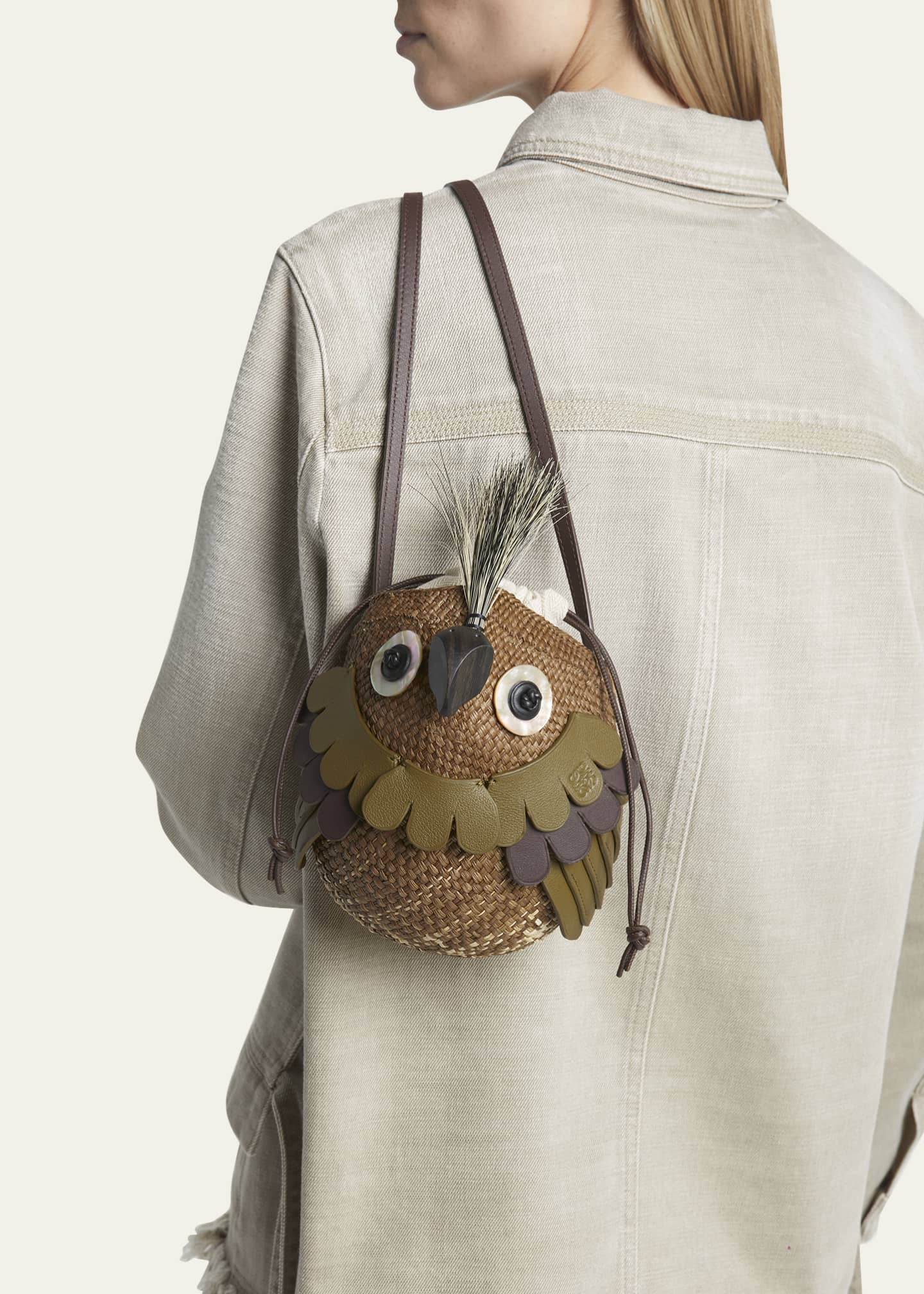 Loewe x Paula’s Ibiza Bird Bag in Iraca Palm with Leather Strap ...