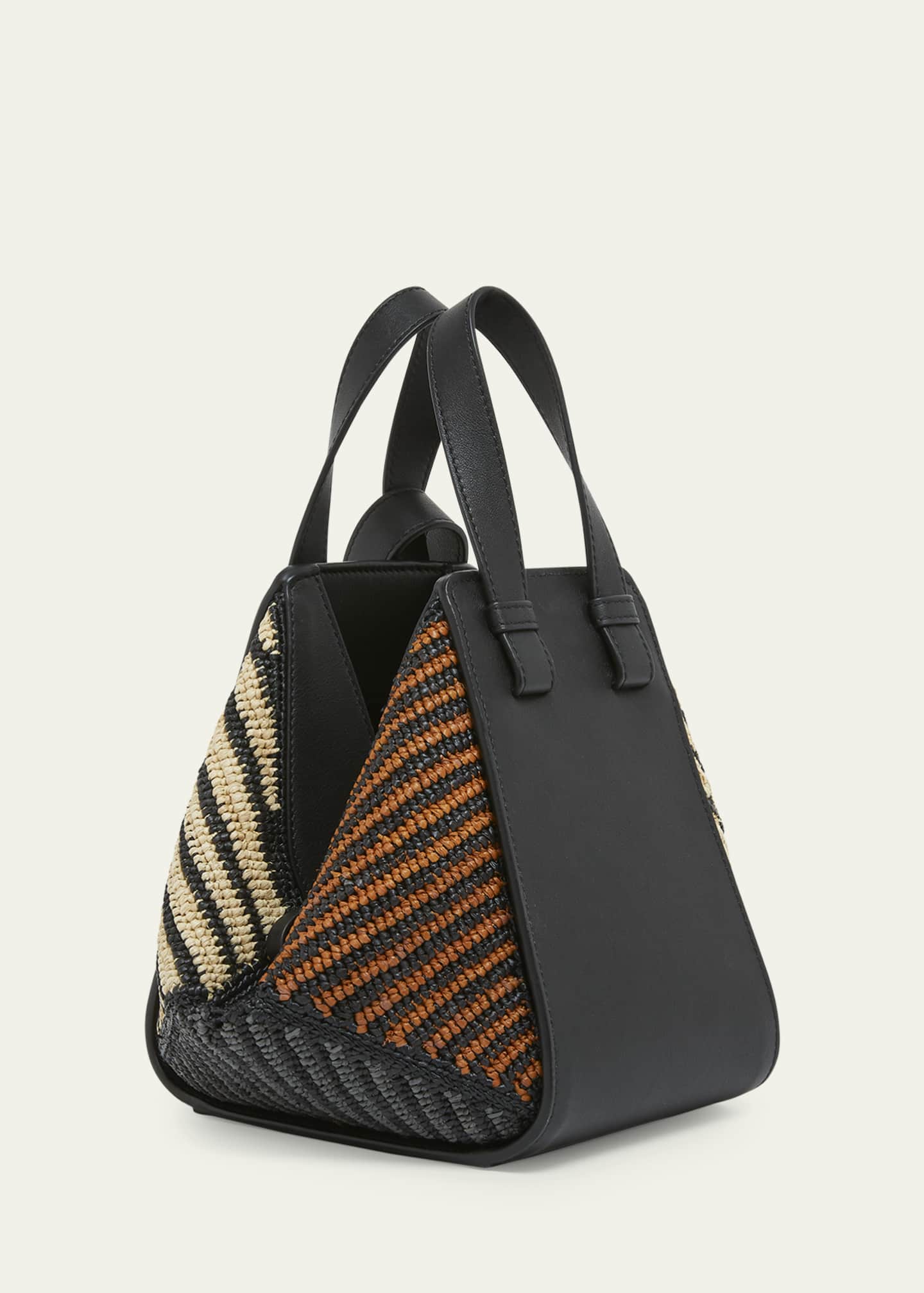 Loewe x Paula’s Ibiza Hammock Compact Top-Handle Bag in Striped Raffia ...