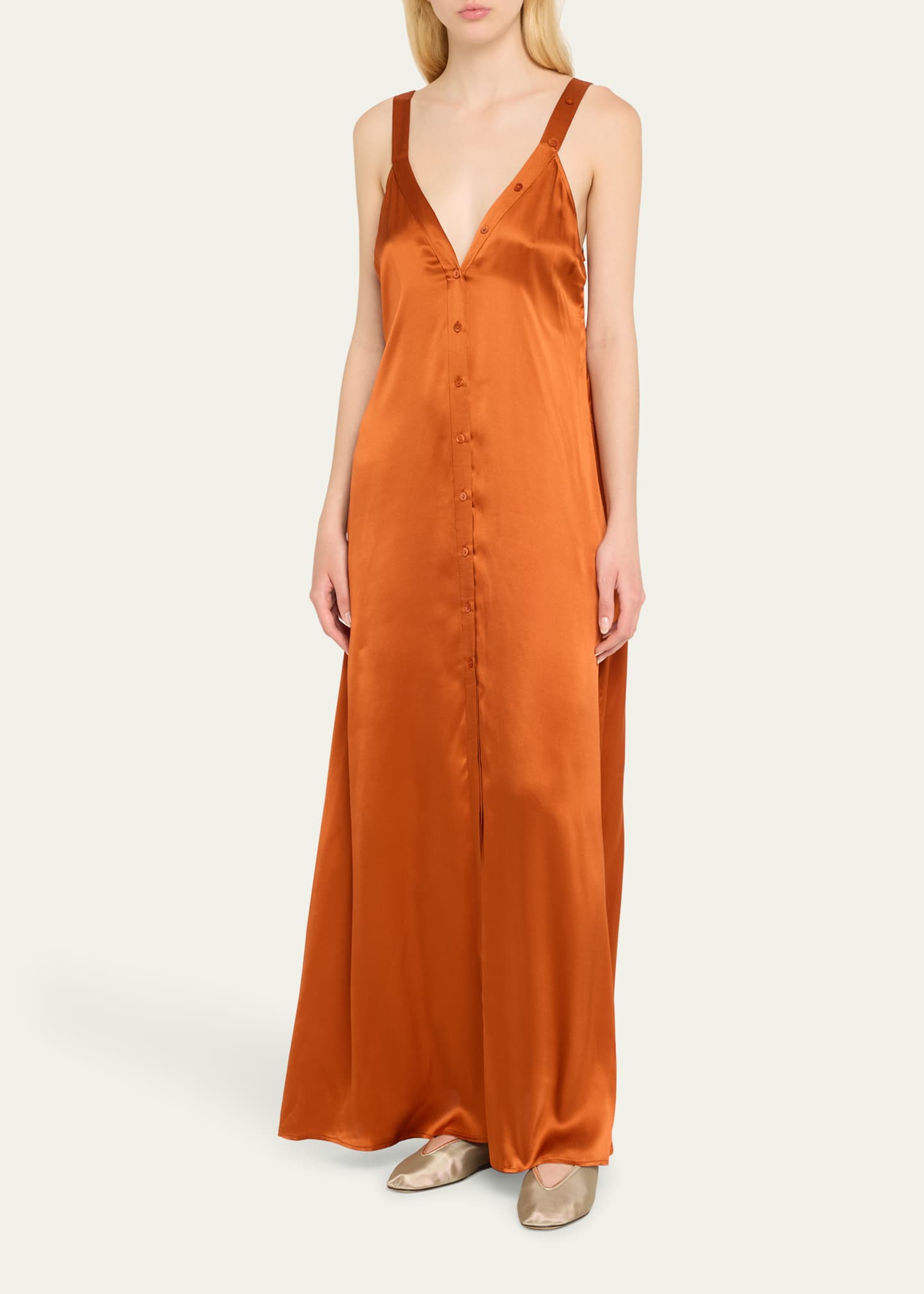 L'Agence Kellen Button-Front Silk Maxi Dress - Bergdorf Goodman