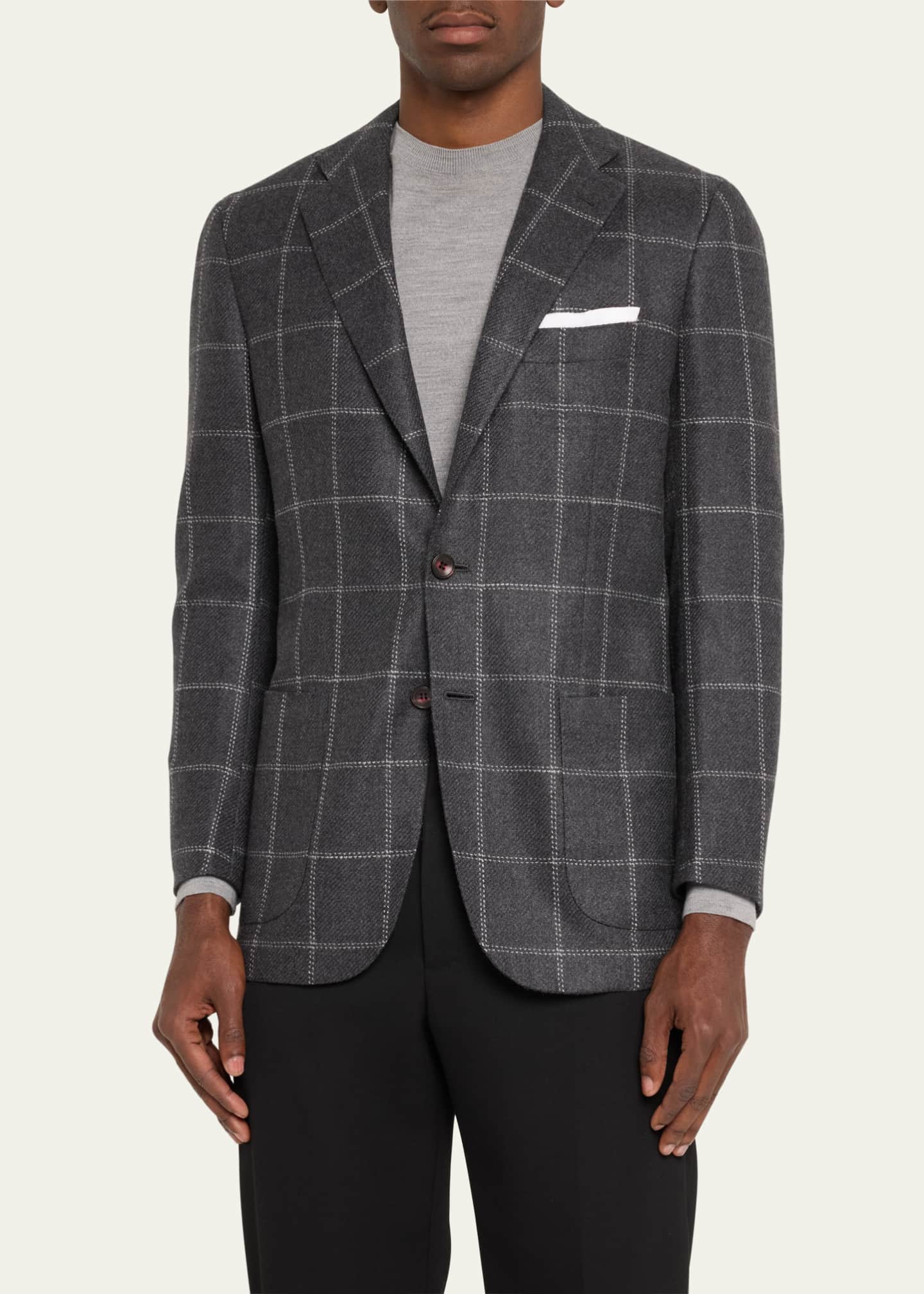Kiton Men's Windowpane Sport Coat - Bergdorf Goodman