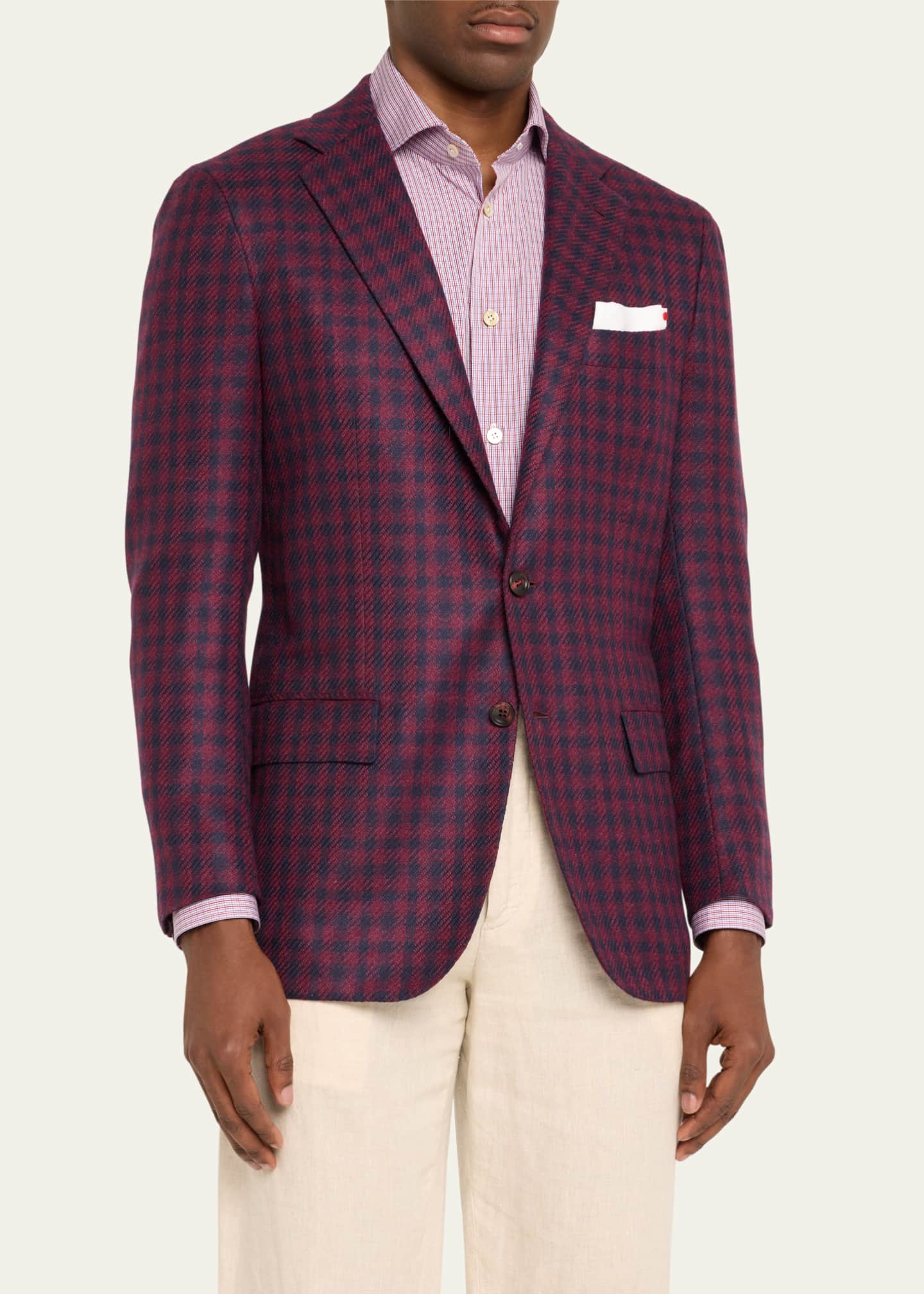 Kiton Men's Cashmere Check Sport Coat - Bergdorf Goodman