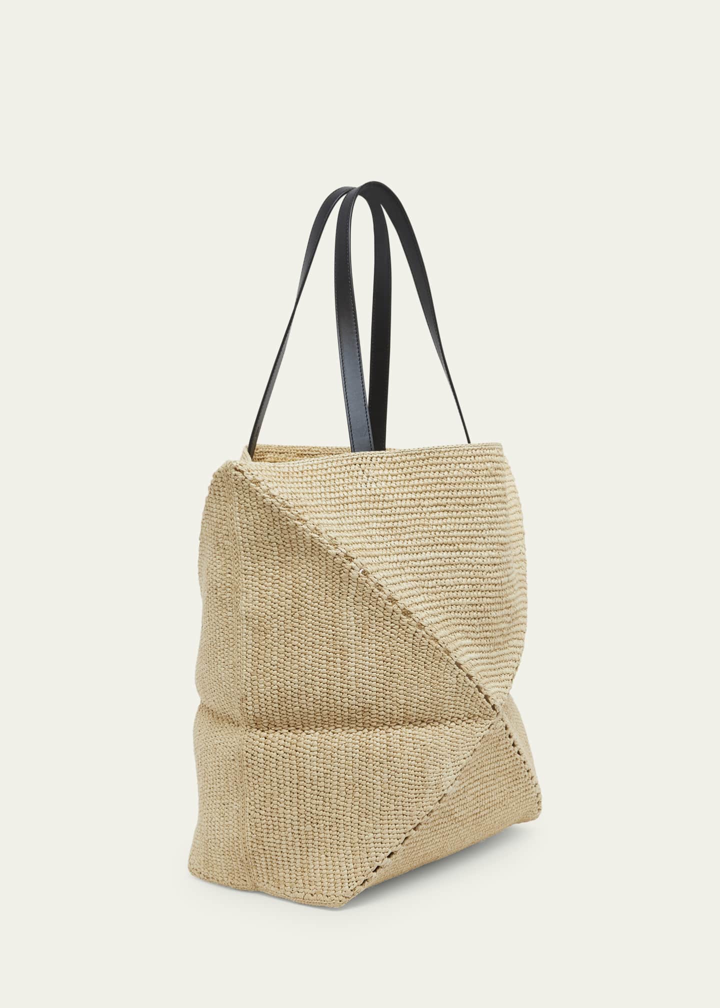 Loewe Large Puzzle Fold Tote Bag in Raffia - Bergdorf Goodman