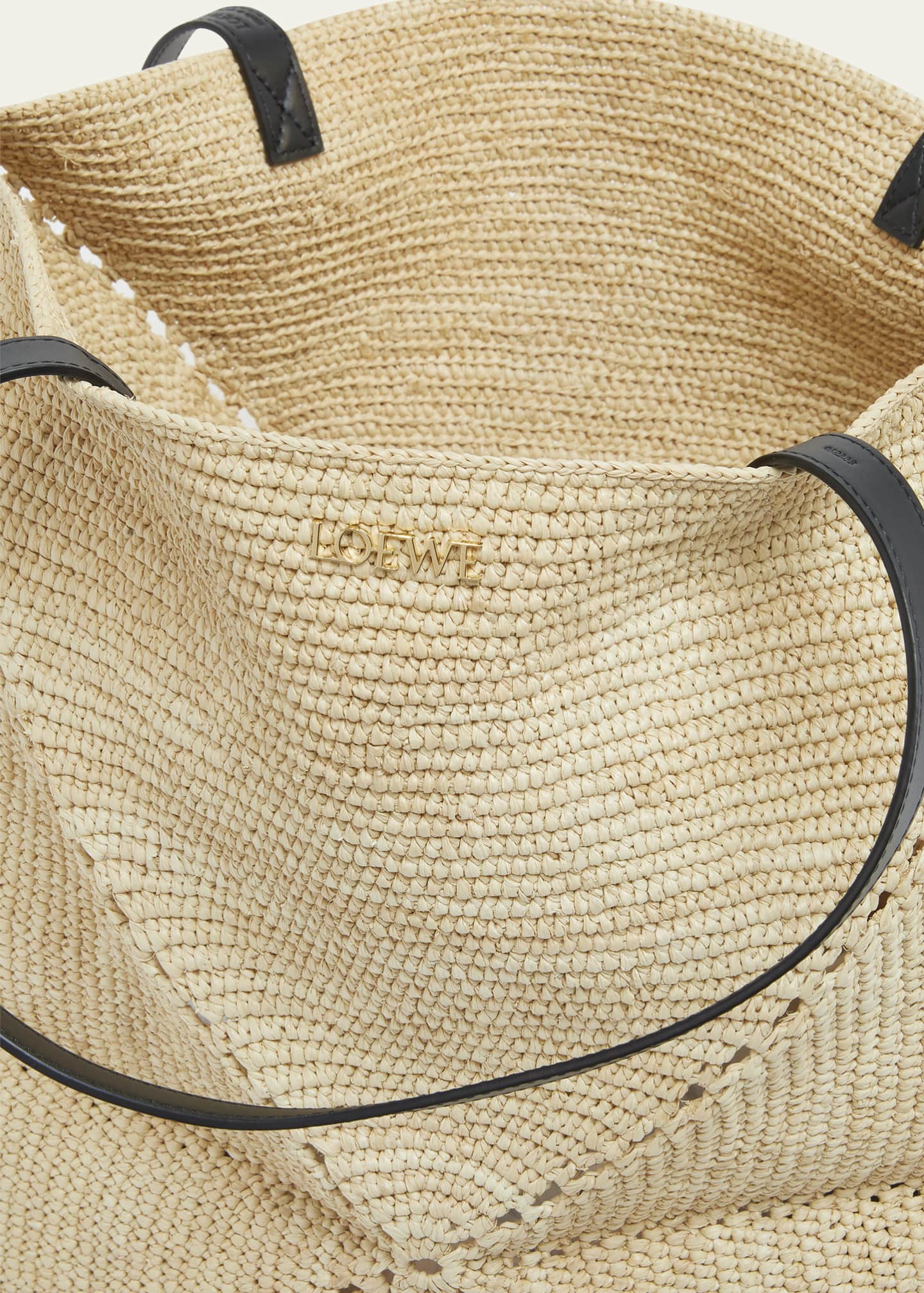 Loewe Large Puzzle Fold Tote Bag in Raffia - Bergdorf Goodman