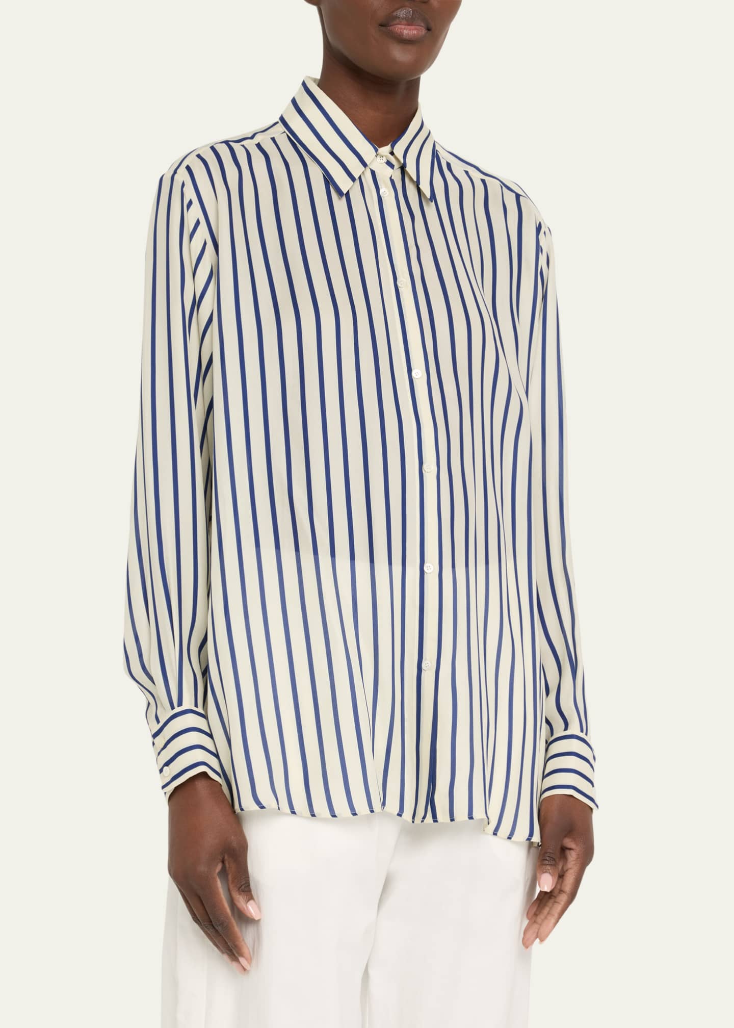 INDRESS Anais Stripe Button Down Silk Blouse - Bergdorf Goodman