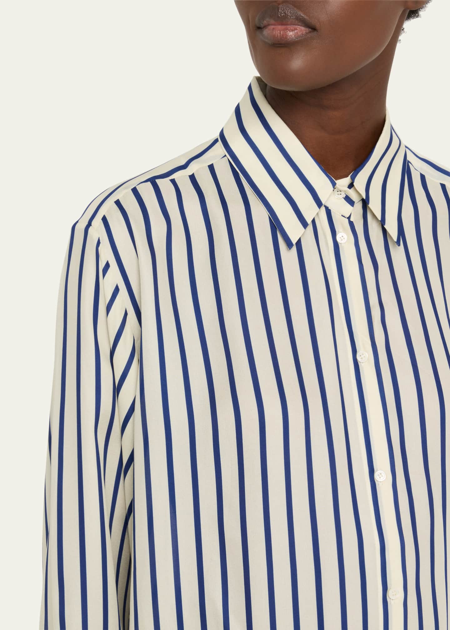 INDRESS Anais Stripe Button Down Silk Blouse - Bergdorf Goodman