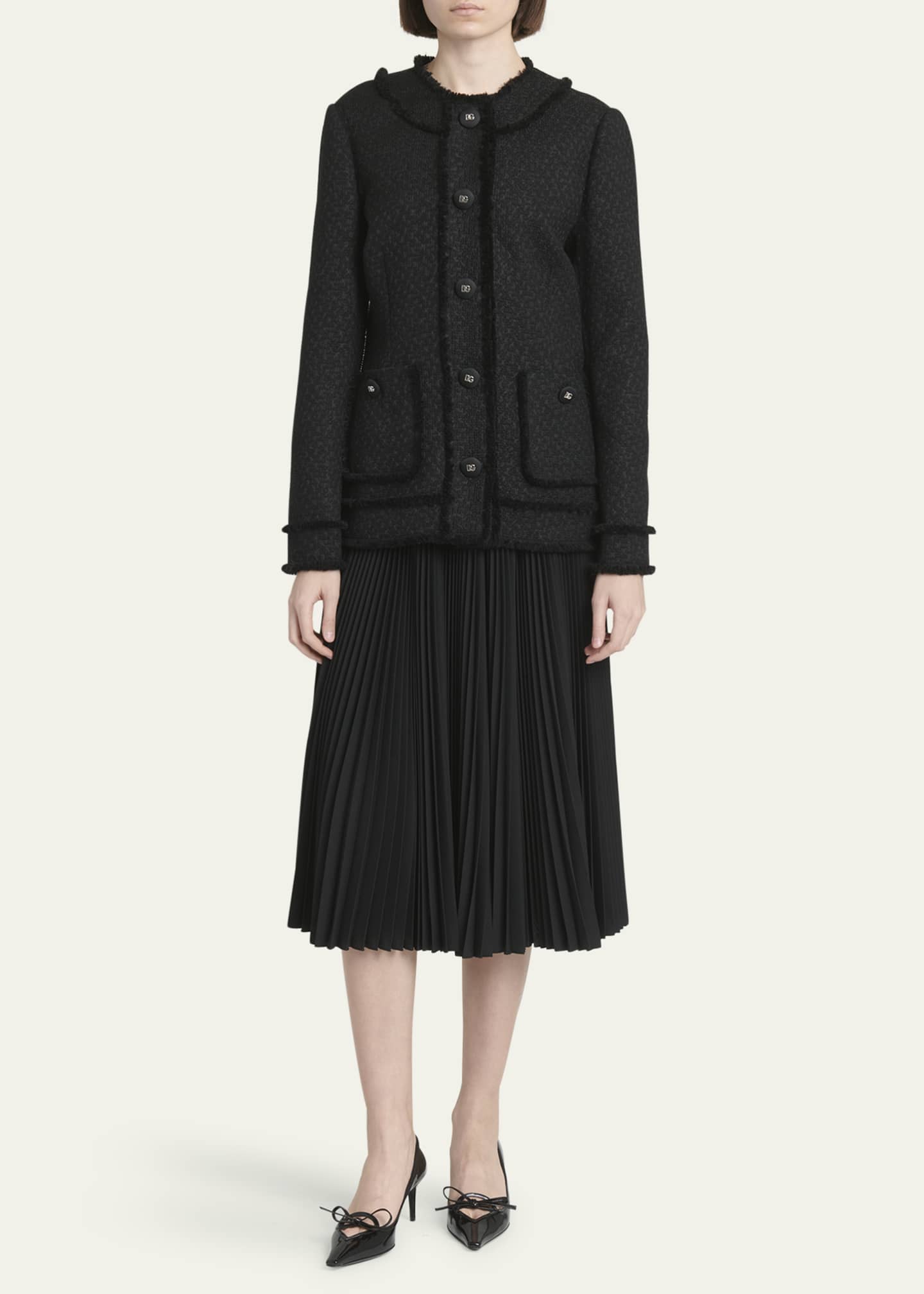 Dolce&Gabbana Rachel Tweed Fringe-Trim Jacket - Bergdorf Goodman