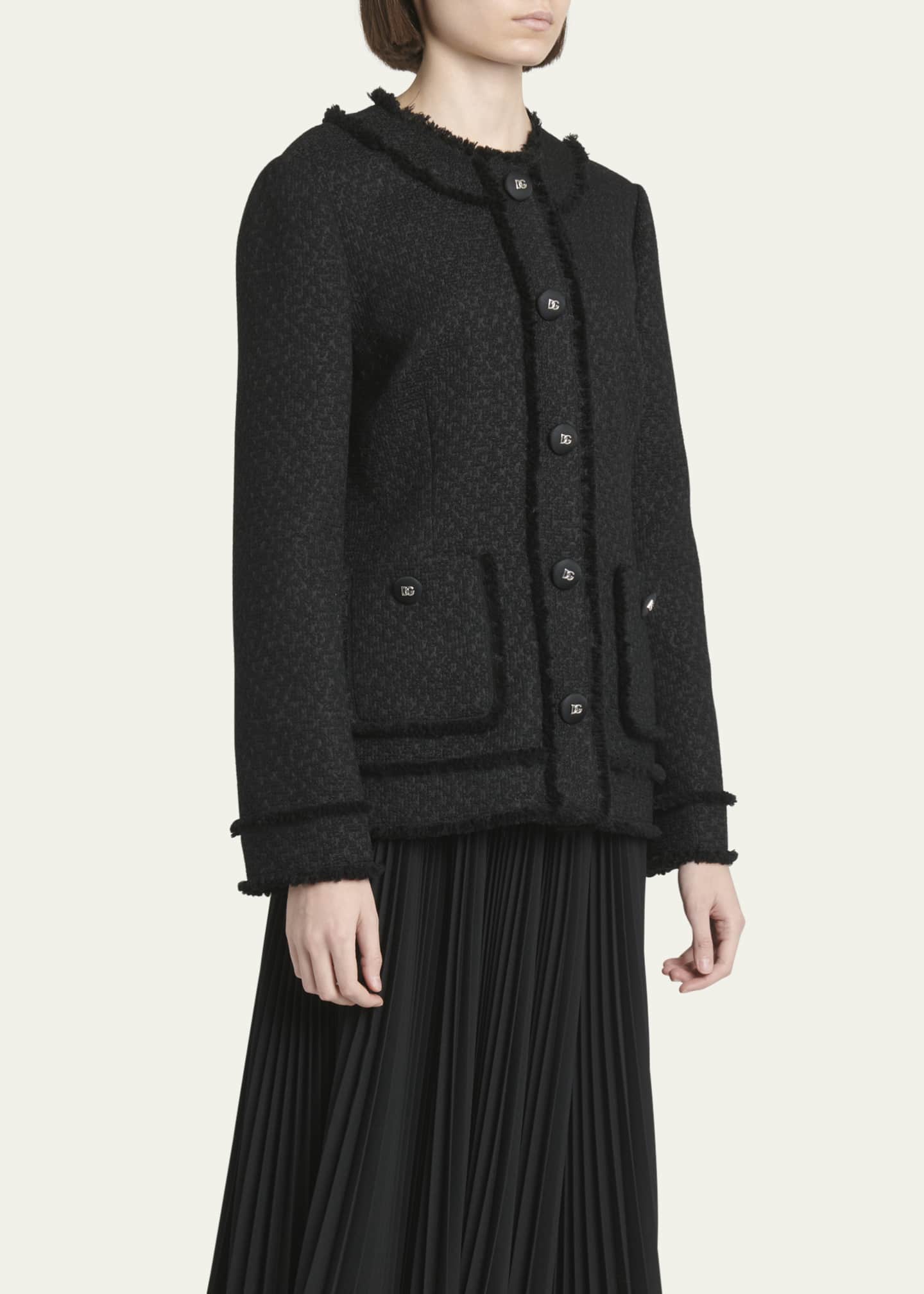 Dolce&Gabbana Rachel Tweed Fringe-Trim Jacket - Bergdorf Goodman