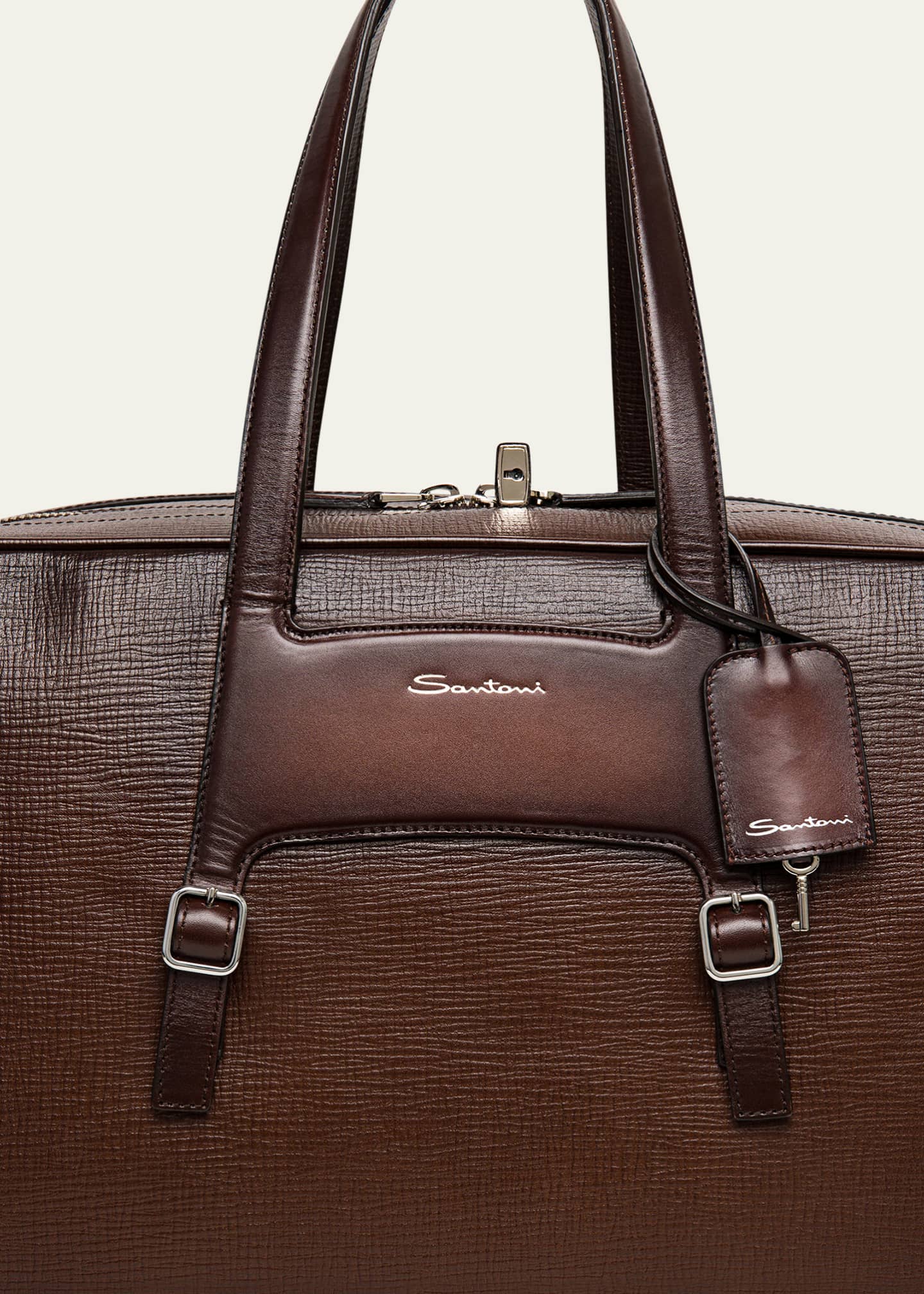 Santoni Men's Leather Weekender Duffel Bag - Bergdorf Goodman