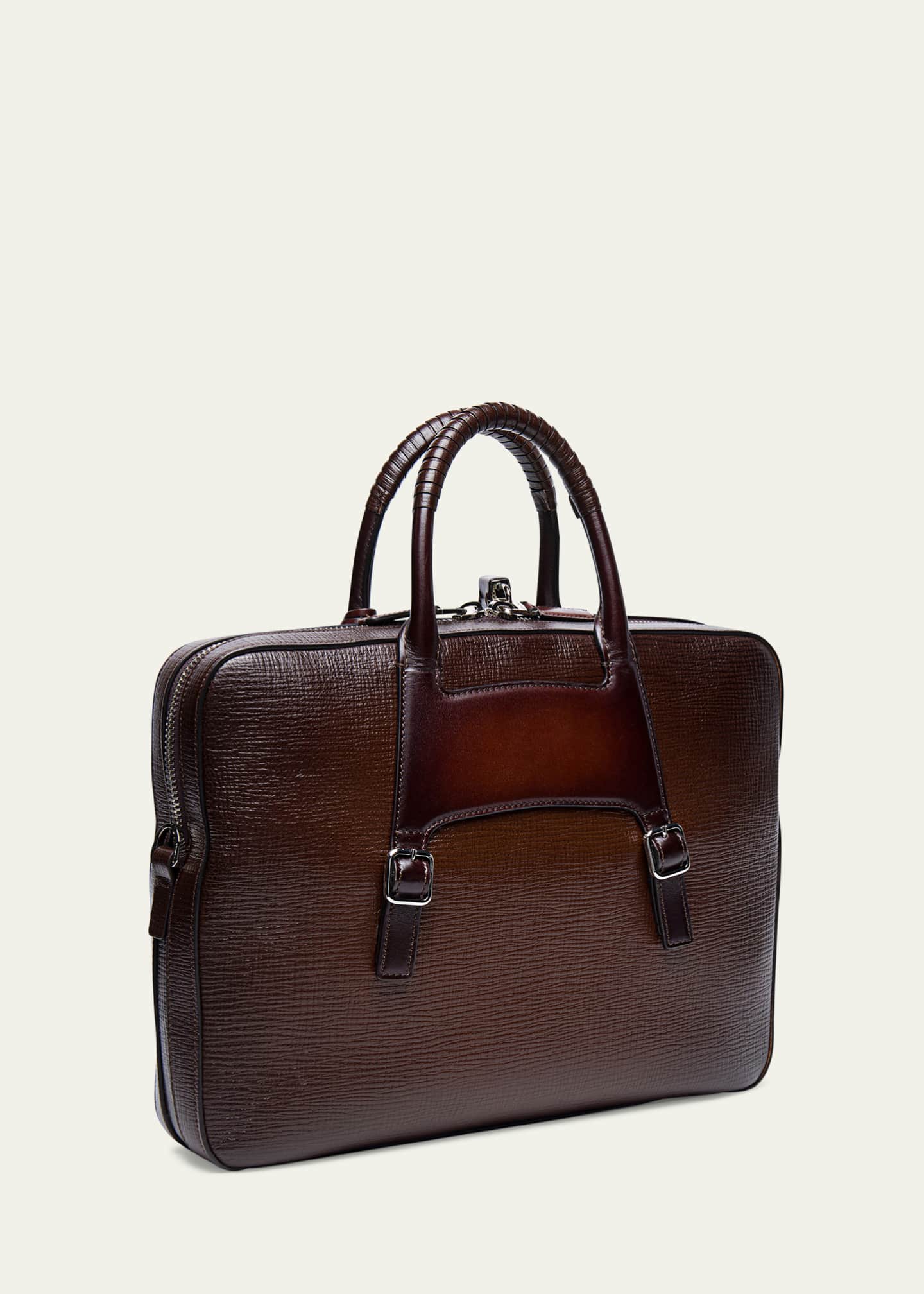 Santoni Men's Embossed Leather Computer Briefcase - Bergdorf Goodman
