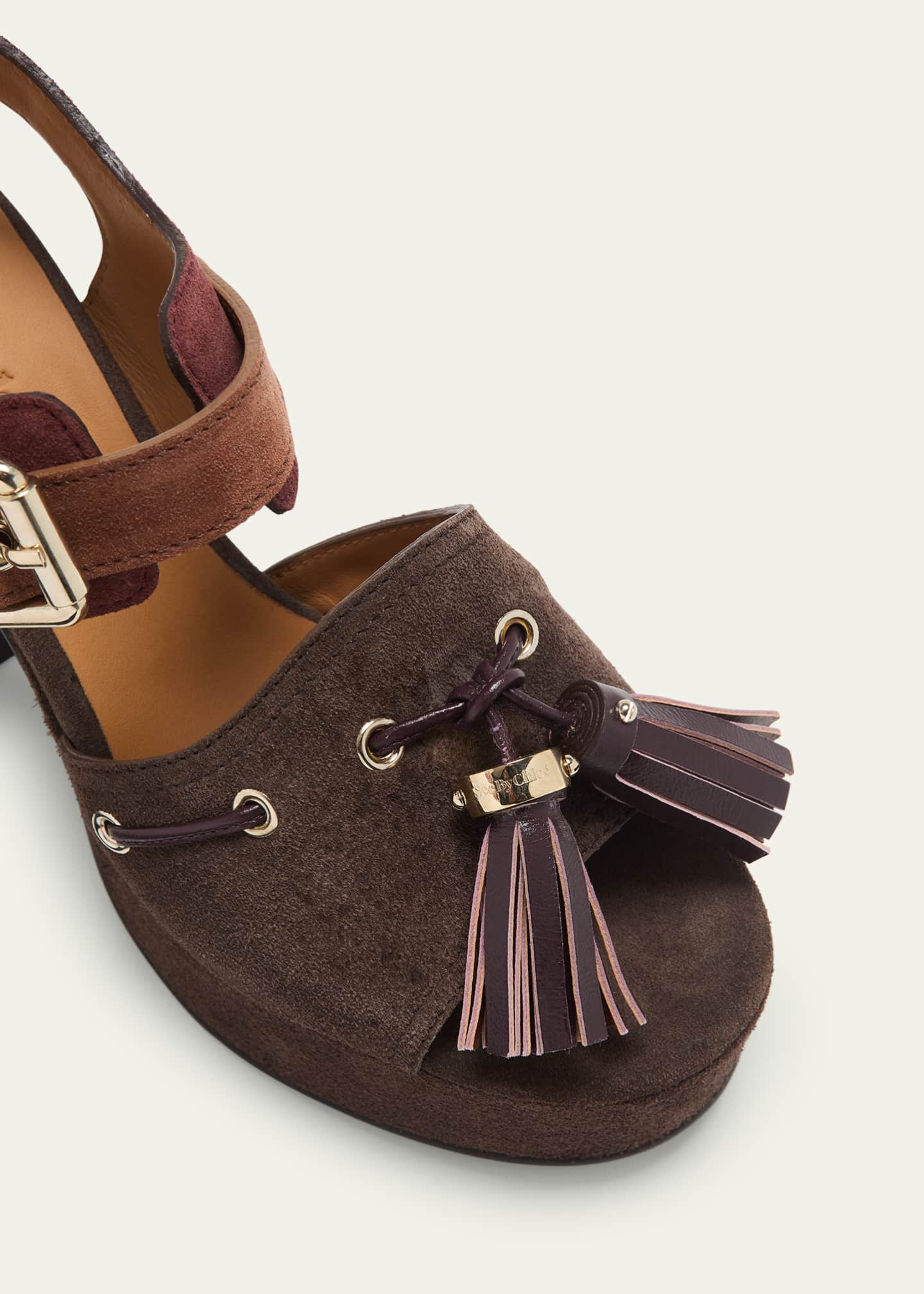 See by Chloe Colorblock Suede Tassel Platform Sandals - Bergdorf Goodman