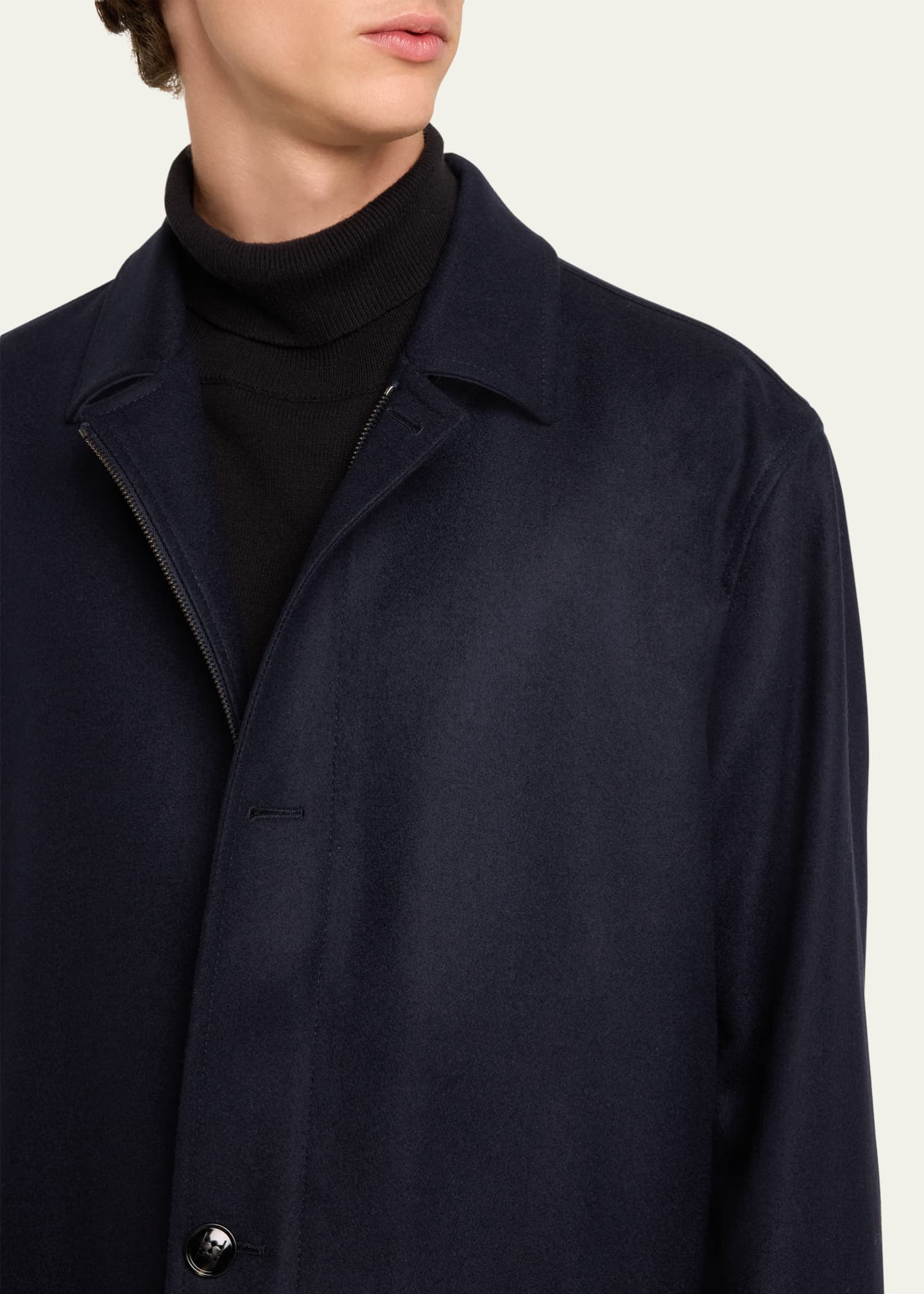 Kiton Men's Cashmere Concealed-Zip Car Coat - Bergdorf Goodman