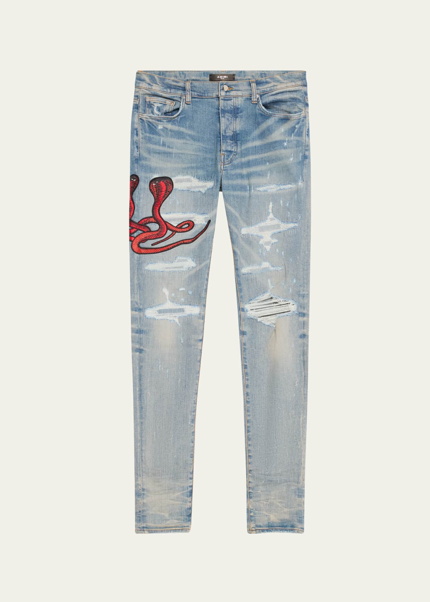 Amiri Men's Snake Applique Skinny Jeans - Bergdorf Goodman