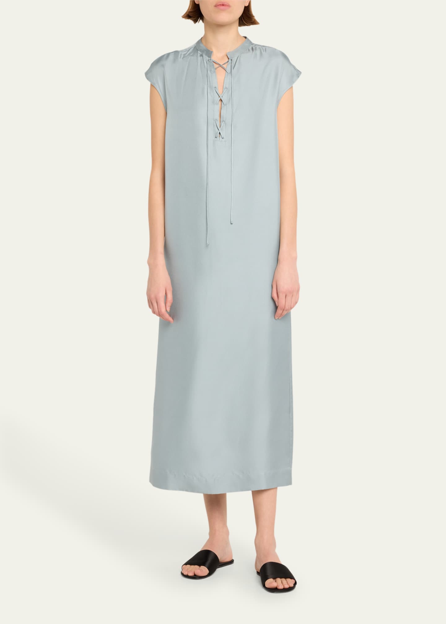 Loulou Studio Demeter Laced-Neck Sleeveless Silk Maxi Dress - Bergdorf ...