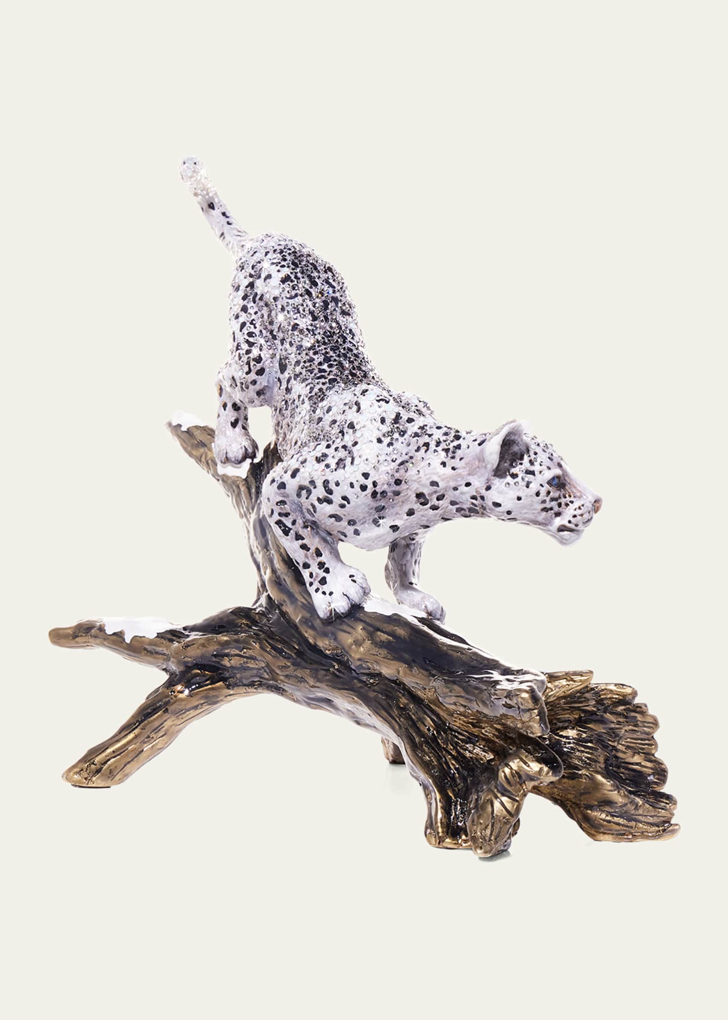 Jay Strongwater Snow Leopard Descending Branch Tabletop Object ...