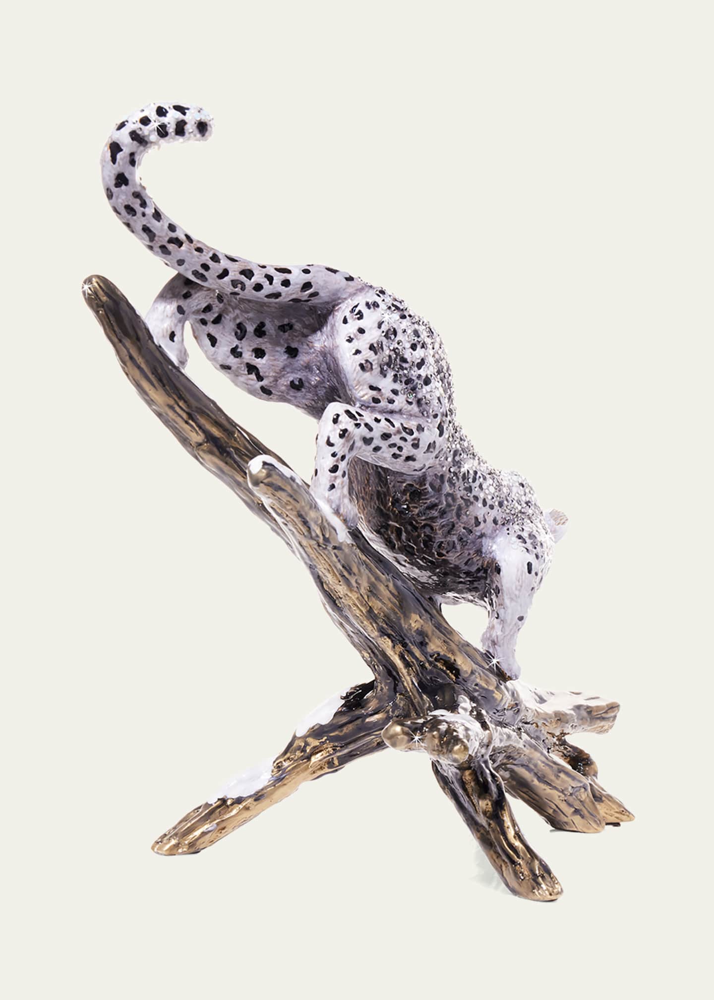 Jay Strongwater Snow Leopard Descending Branch Tabletop Object ...
