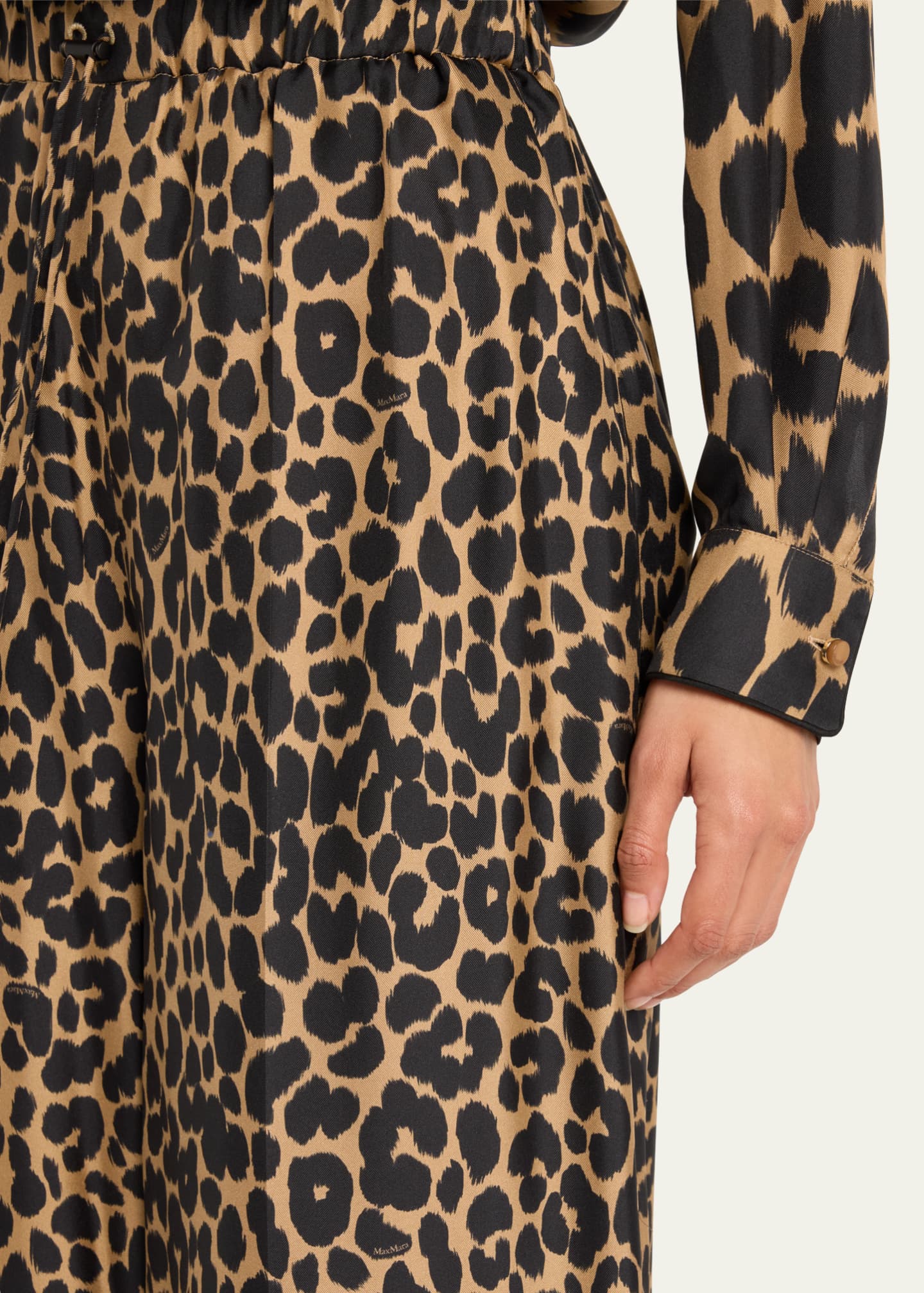 Max Mara Ghinea Wide-Leg Leopard Print Trousers - Bergdorf Goodman