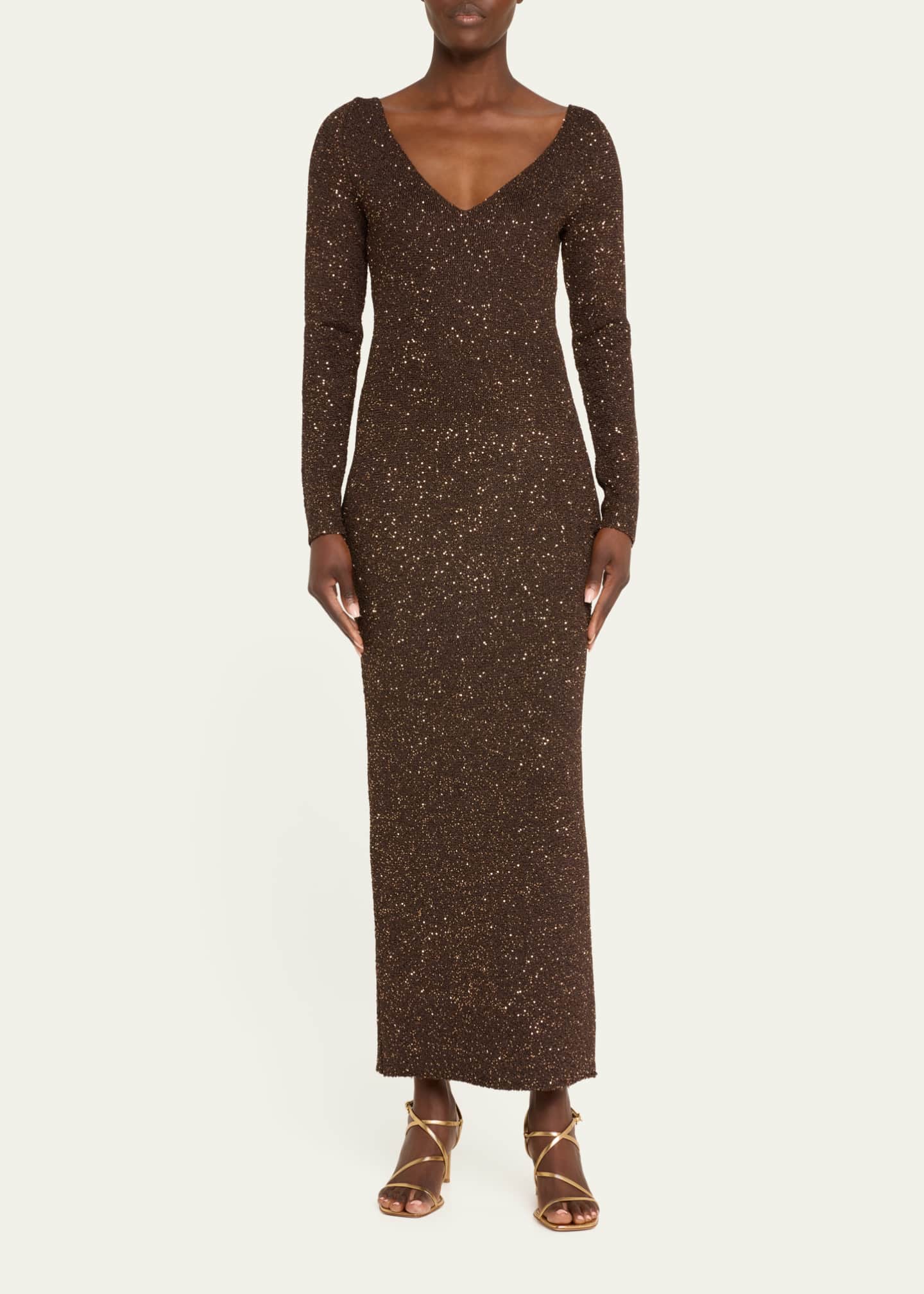 Lela Rose Sequin Maxi Dress with Low-Cut Back - Bergdorf Goodman