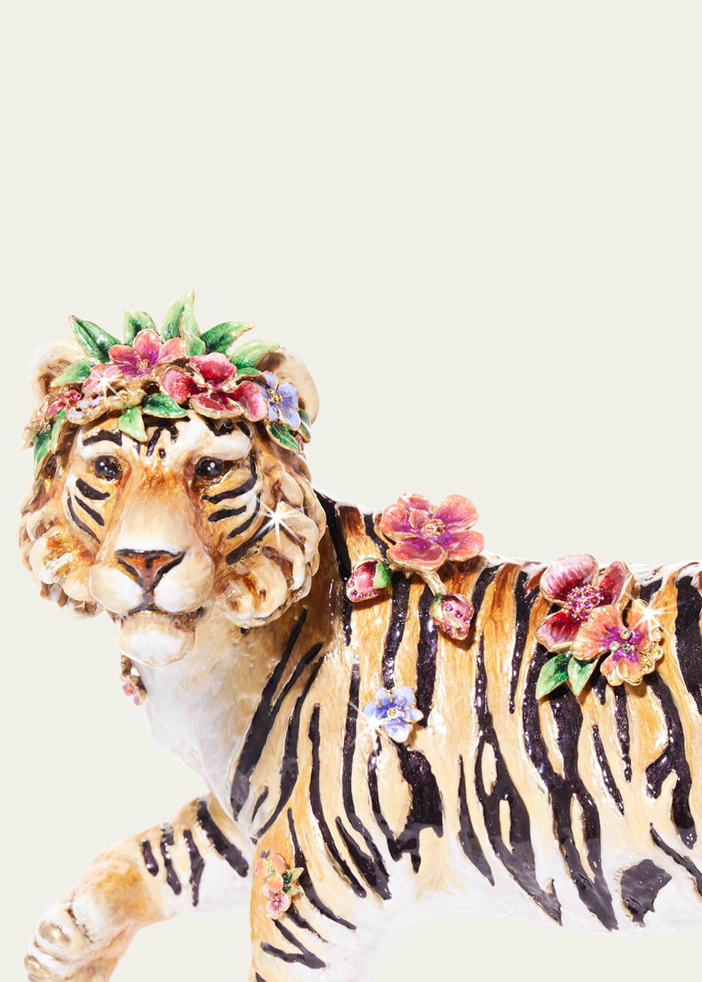 Jay Strongwater Tiger with Flower Crown Figure - Bergdorf Goodman