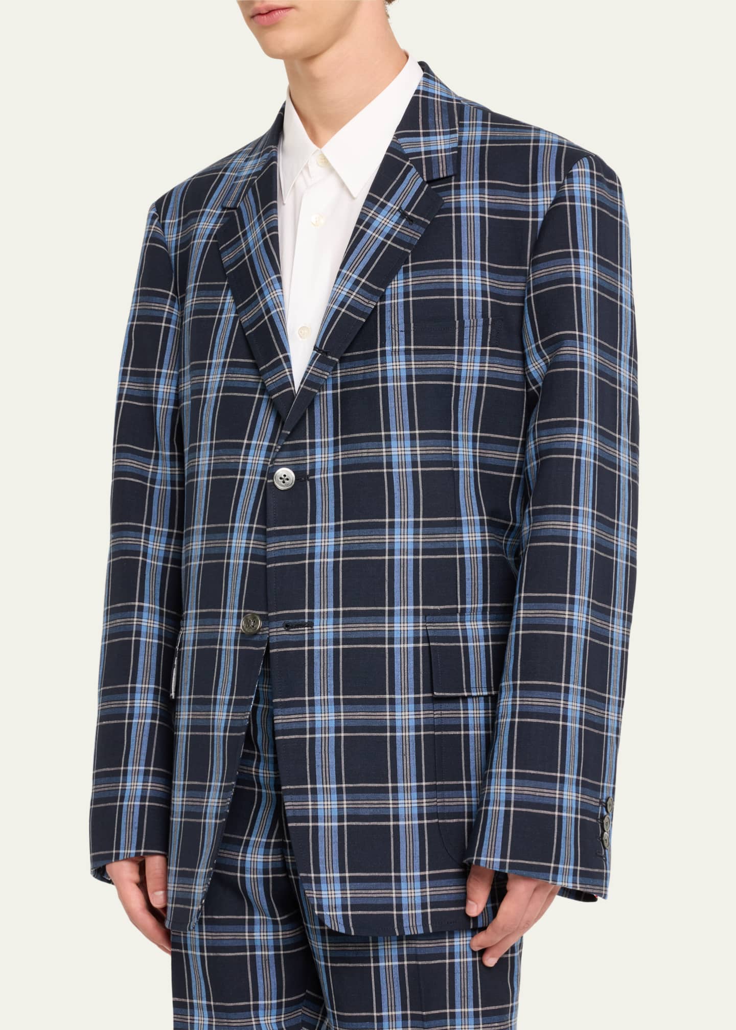 Thom Browne Men's Unstructured Plaid Sport Coat - Bergdorf Goodman