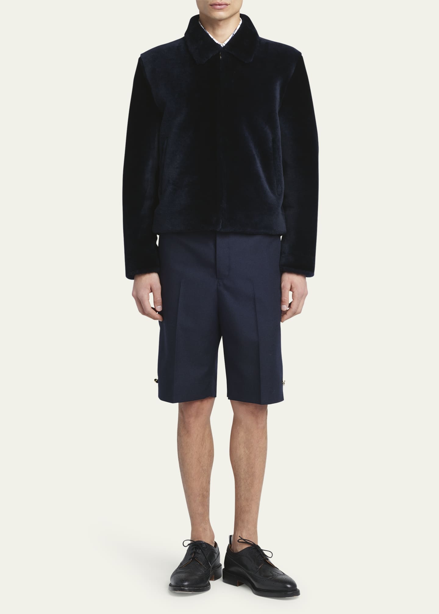 Thom Browne Men's Shaved Shearling Blouson Jacket - Bergdorf Goodman