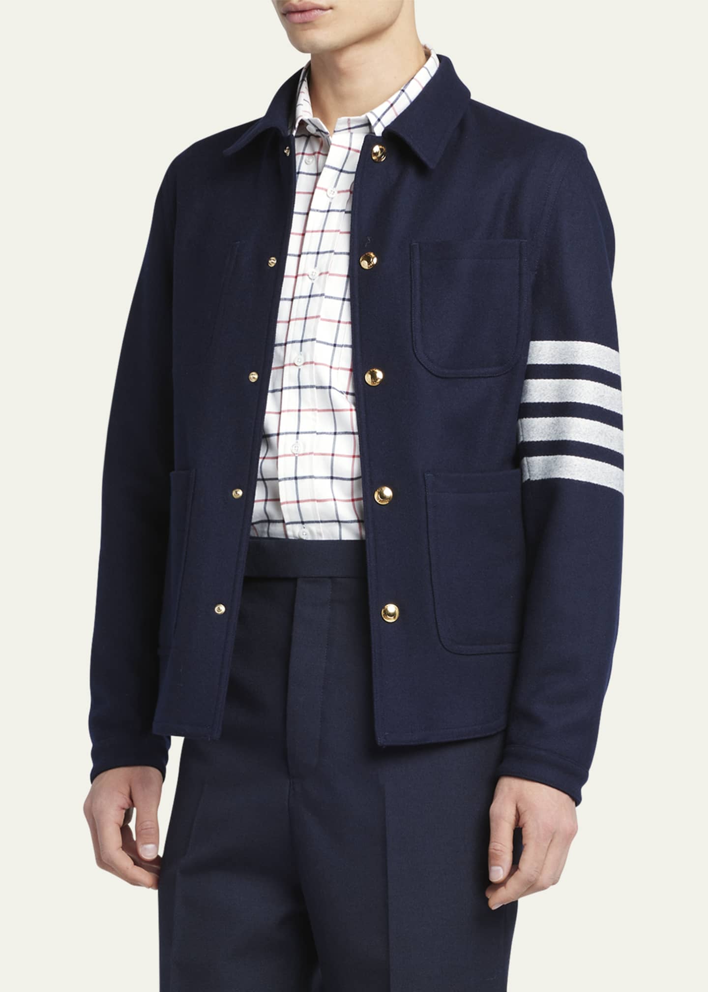 Thom Browne Men's Utility Patch Wool Chore Jacket - Bergdorf Goodman