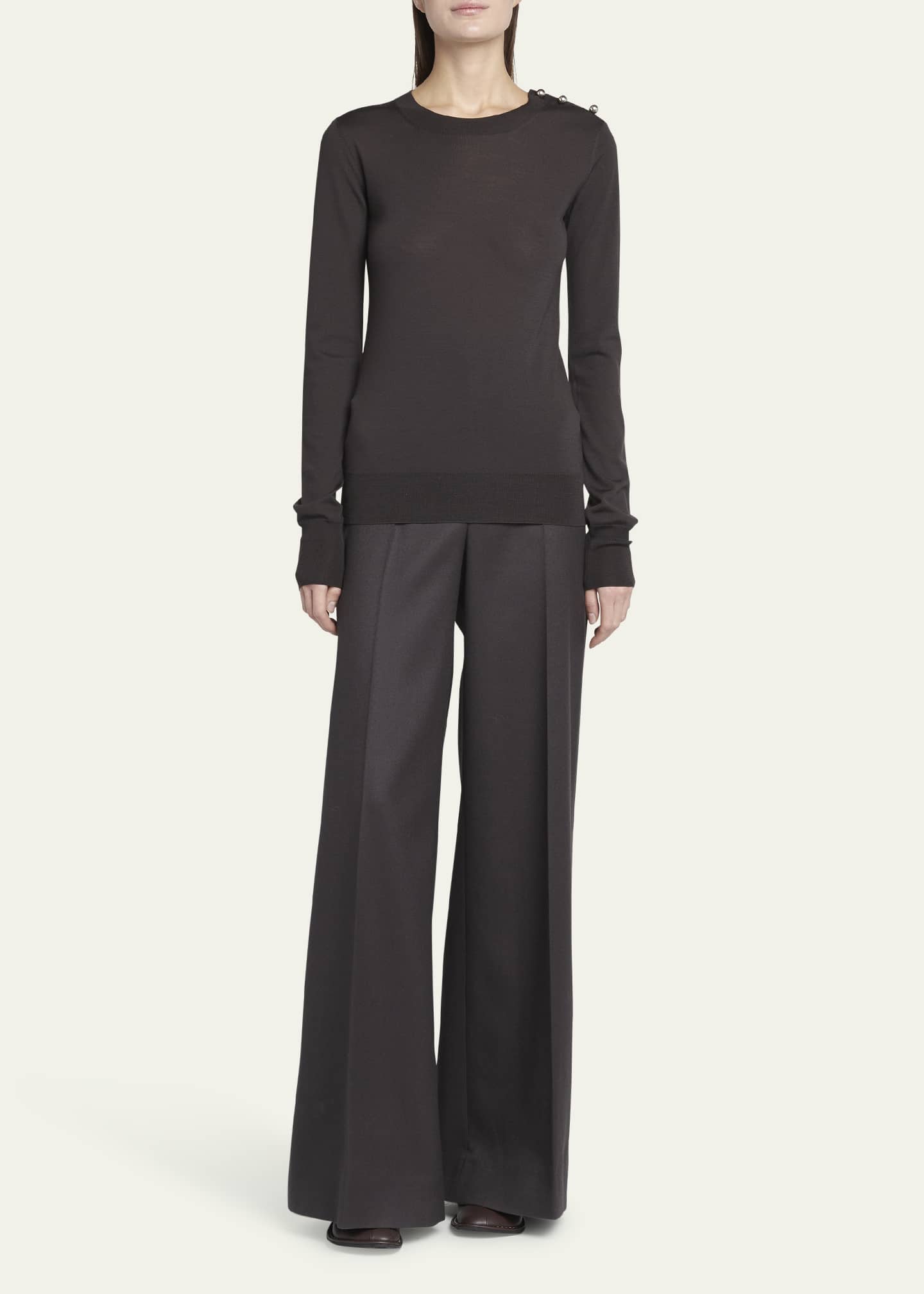 Stella McCartney Button Shoulder Wool Sweater - Bergdorf Goodman