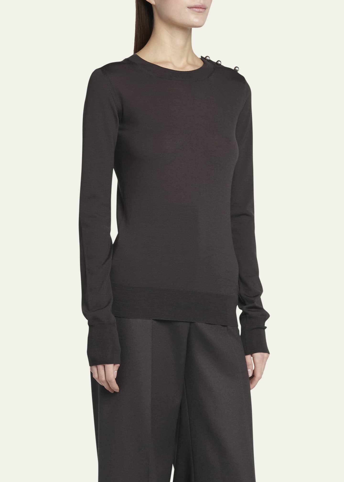 Stella McCartney Button Shoulder Wool Sweater - Bergdorf Goodman