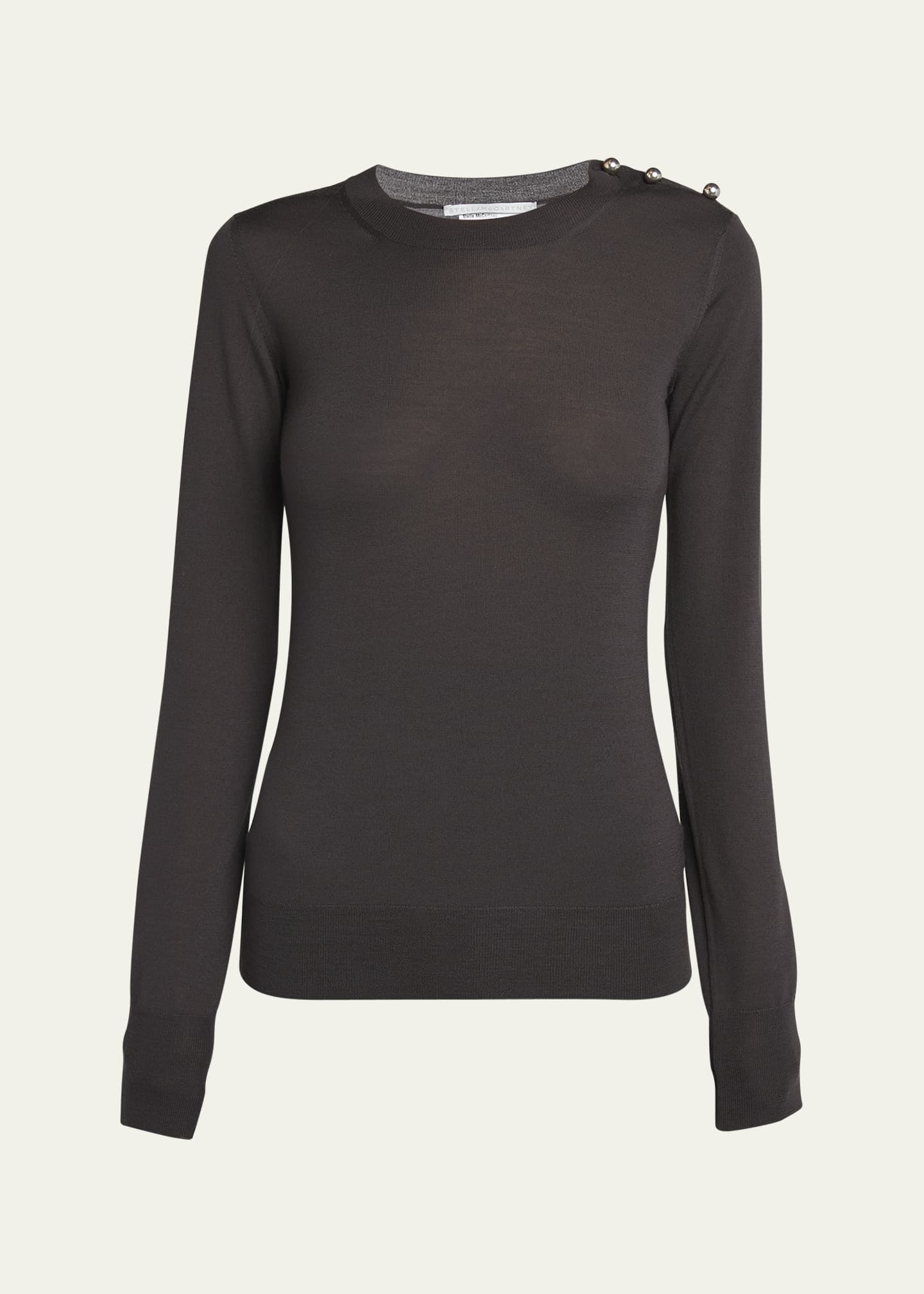 Stella McCartney Button Shoulder Wool Sweater - Bergdorf Goodman