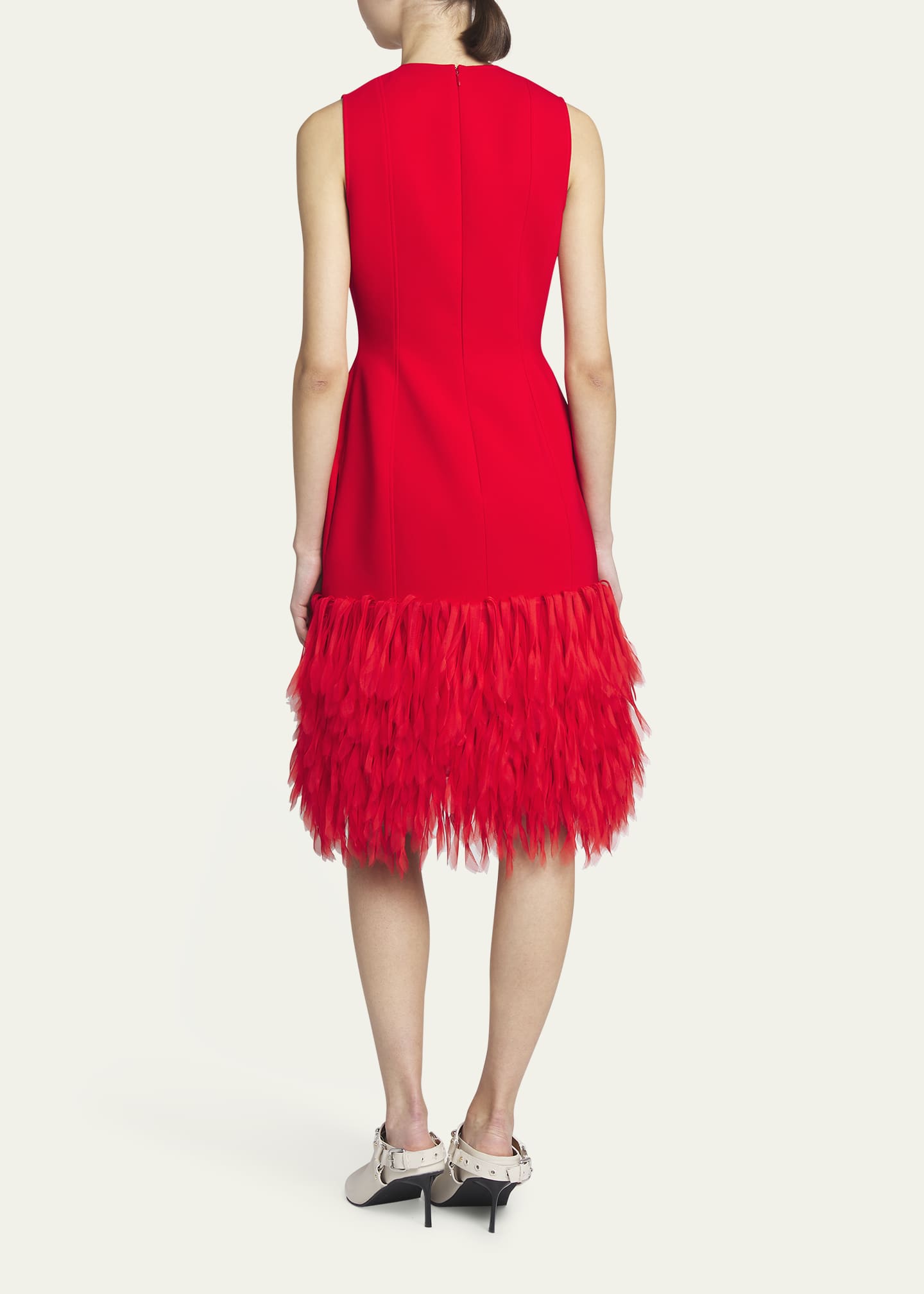 Stella McCartney Structured Feather Hem Midi Dress - Bergdorf Goodman