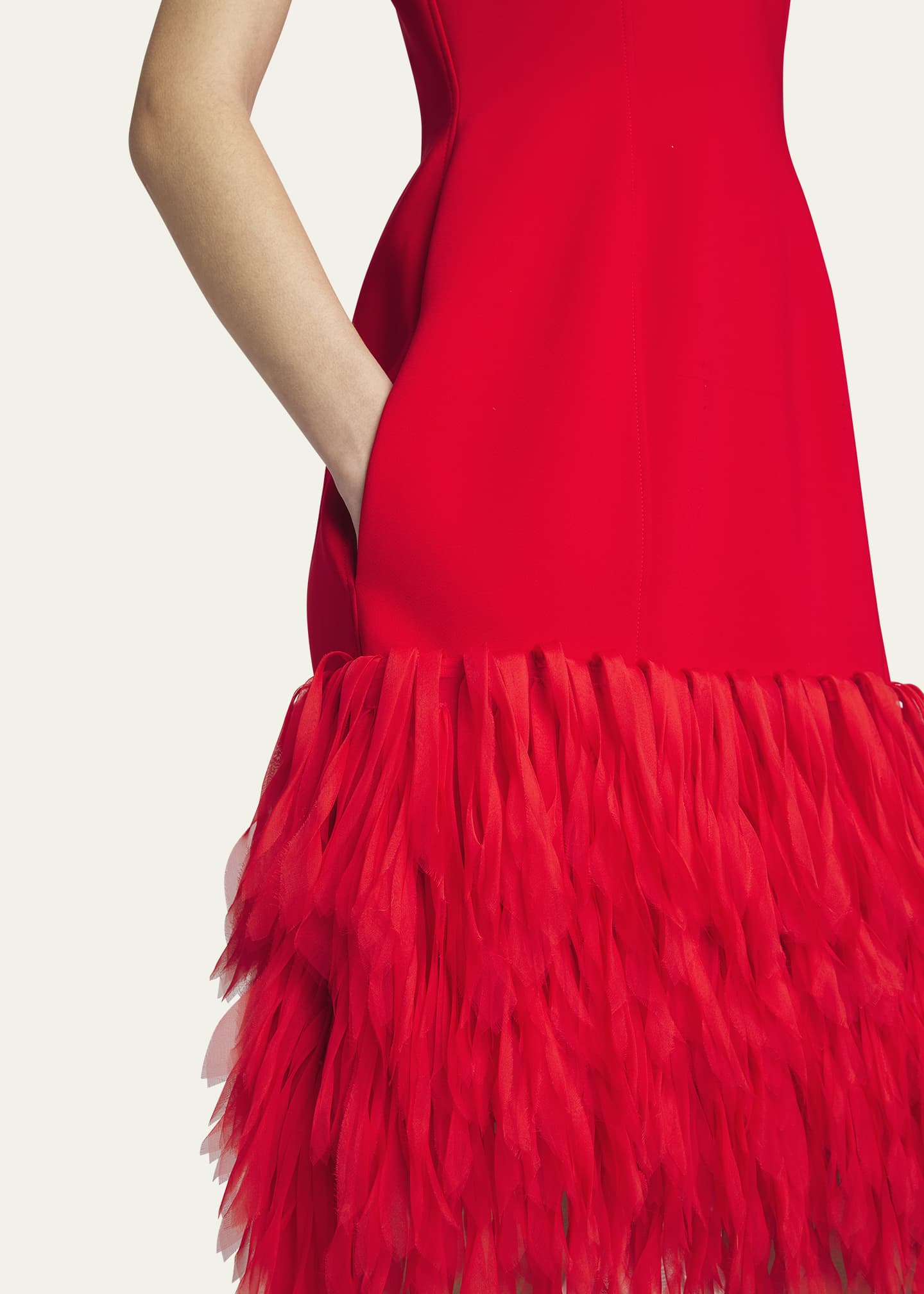 Stella McCartney Structured Feather Hem Midi Dress - Bergdorf Goodman