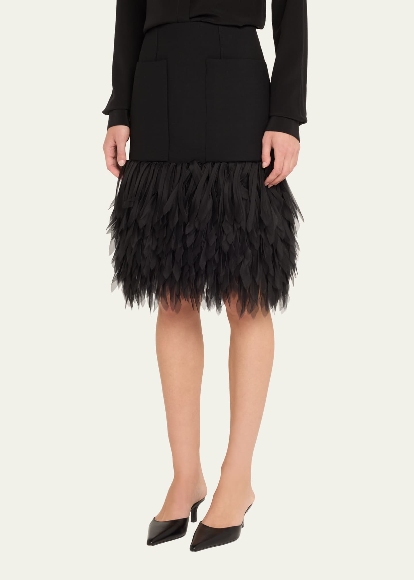 Stella McCartney Tiered Feather Effect Wool Skirt - Bergdorf Goodman
