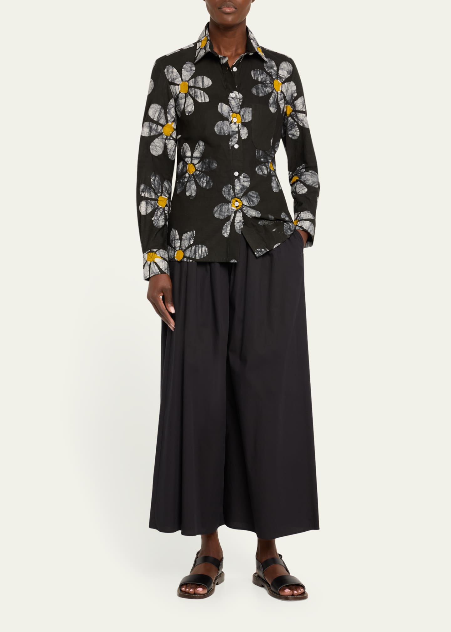 Studio 189 Jennifer Hand-Batik Floral Cotton Button-Front Shirt ...