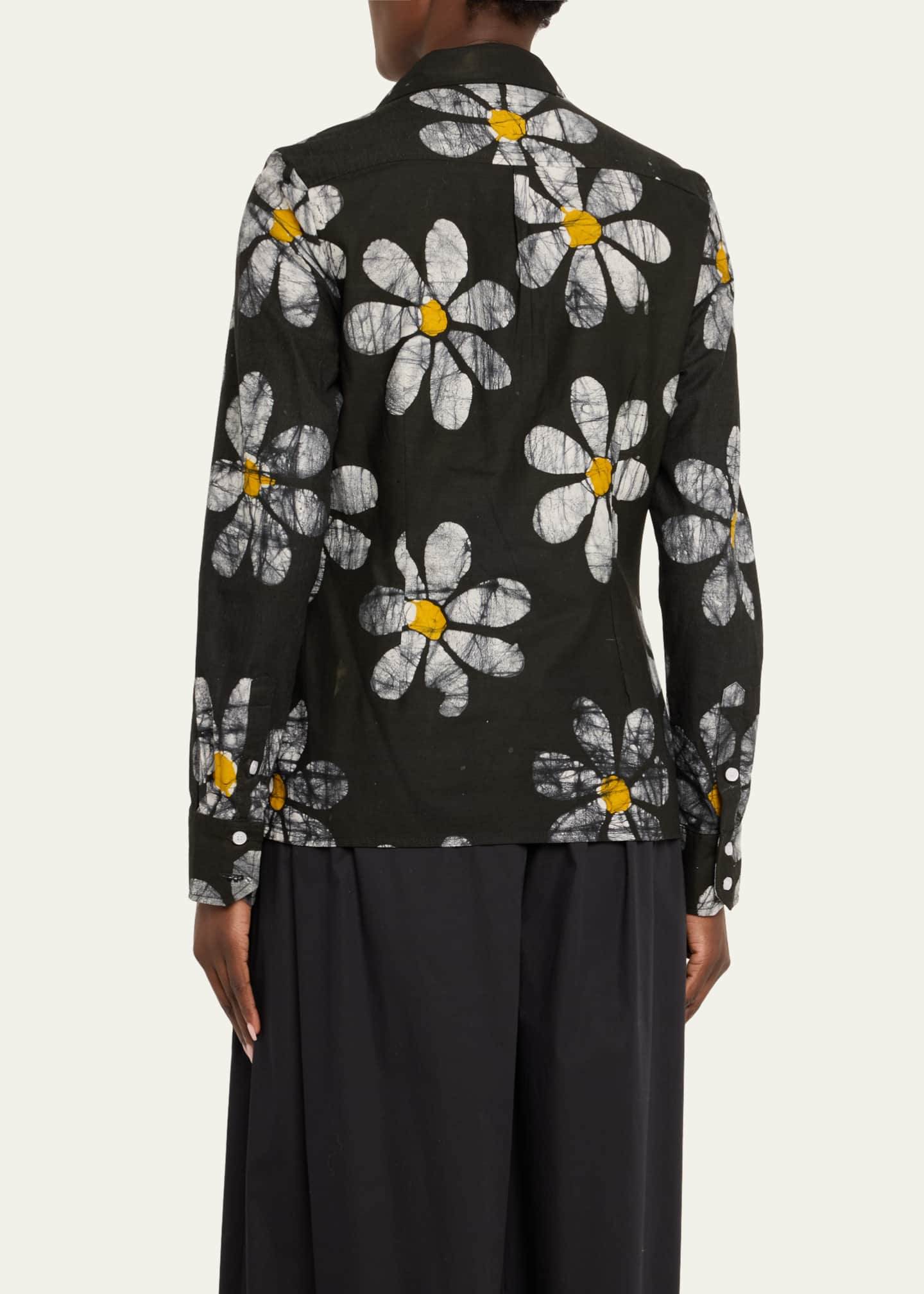 Studio 189 Jennifer Hand-Batik Floral Cotton Button-Front Shirt ...