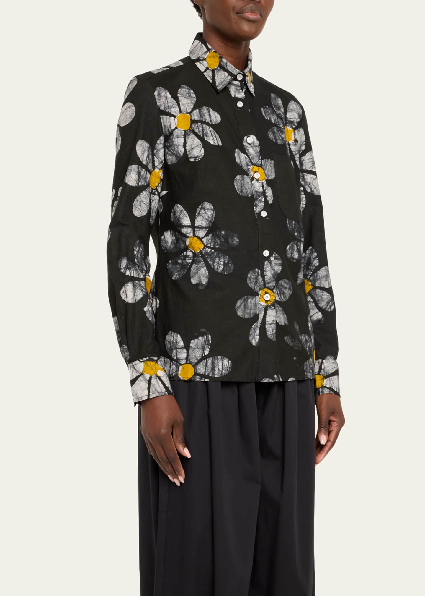 Studio 189 Jennifer Hand-Batik Floral Cotton Button-Front Shirt ...