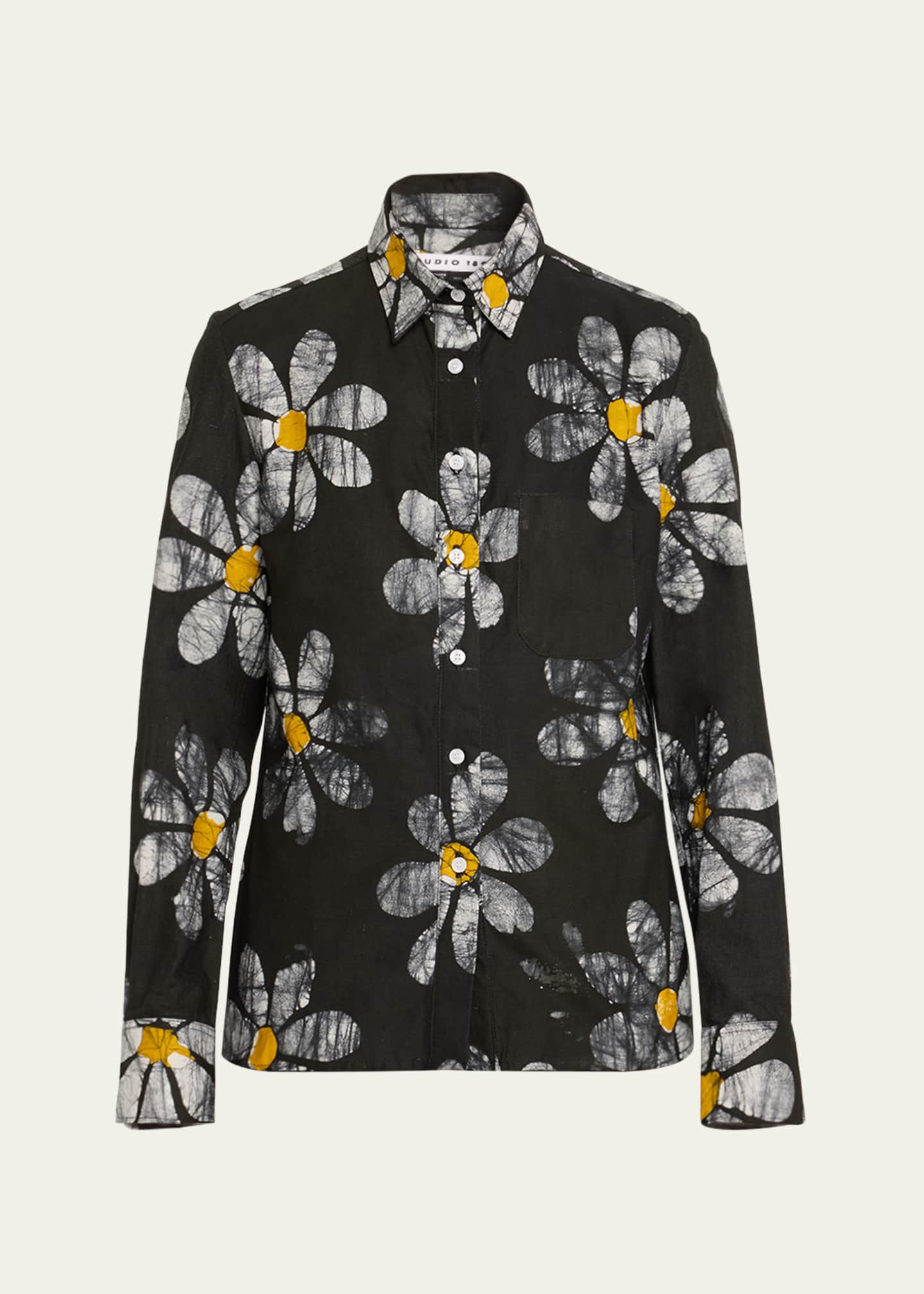 Studio 189 Jennifer Hand-Batik Floral Cotton Button-Front Shirt ...