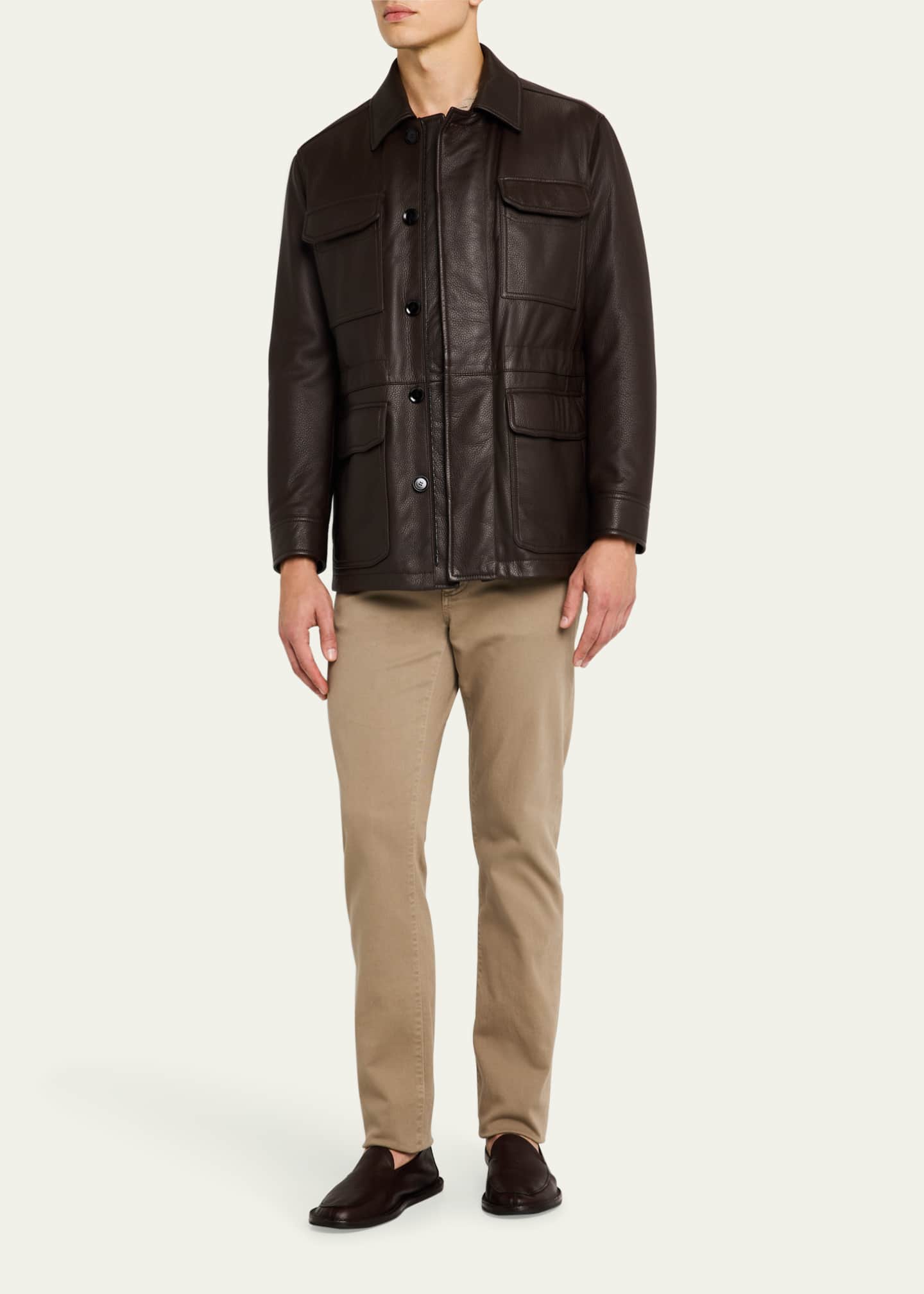 Brioni Men's Sahariana Deerskin Leather Jacket - Bergdorf Goodman