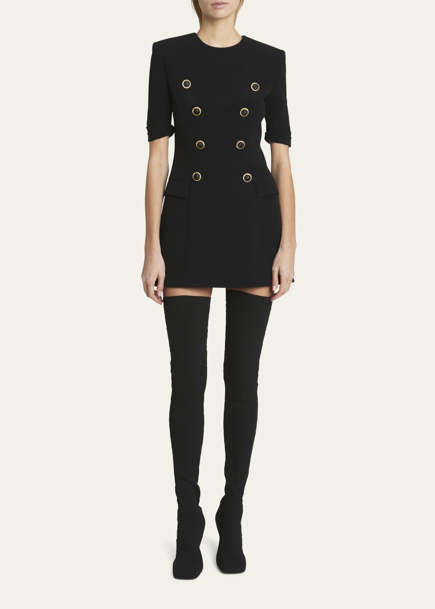 Balmain Tailored Mini Dress with Button Details - Bergdorf Goodman