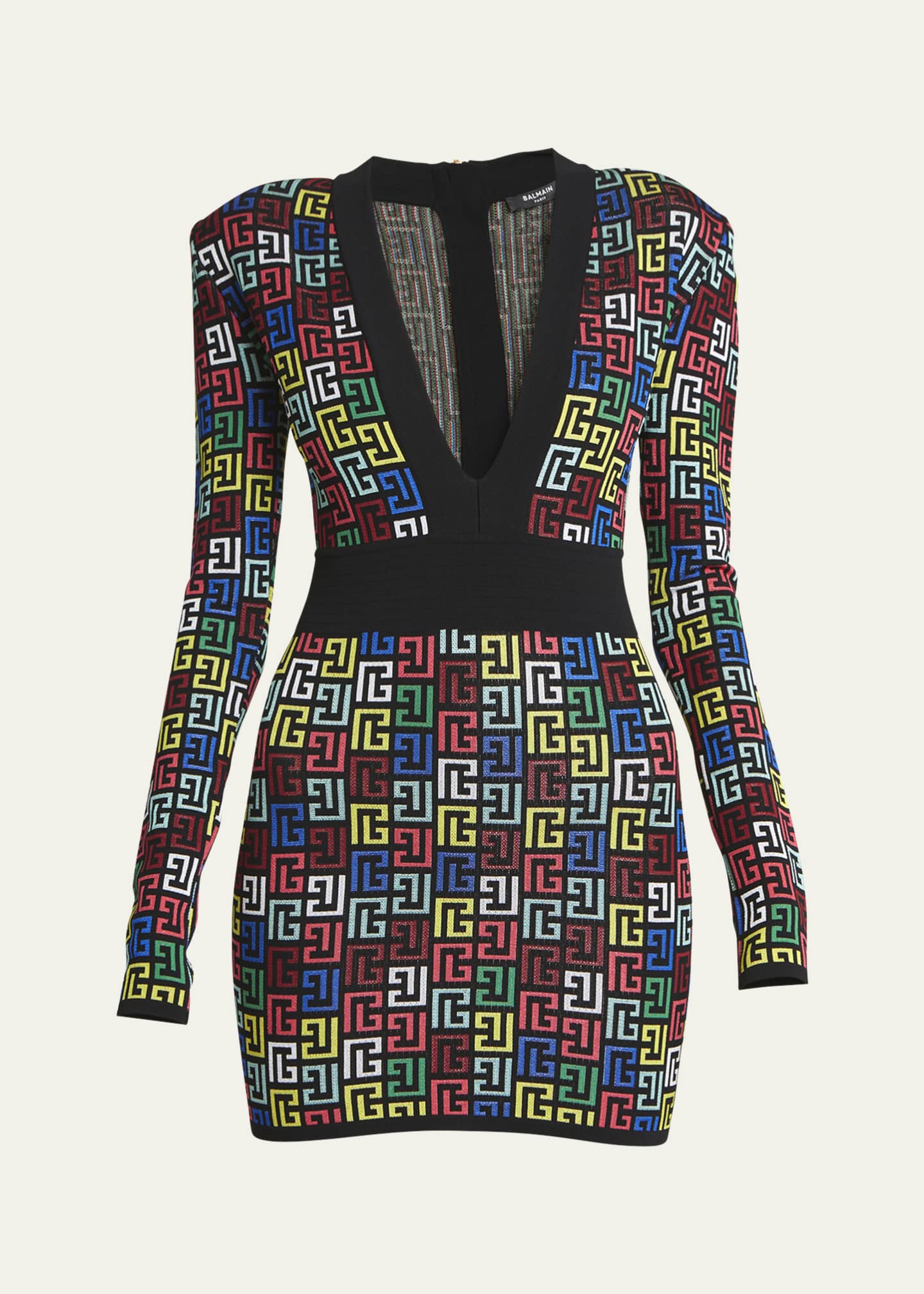 Balmain Monogram Knit Body-Con Mini Dress - Bergdorf Goodman