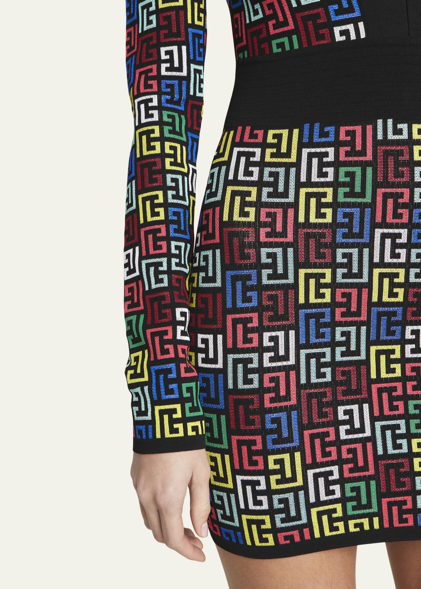 Balmain Monogram Knit Body-Con Mini Dress - Bergdorf Goodman