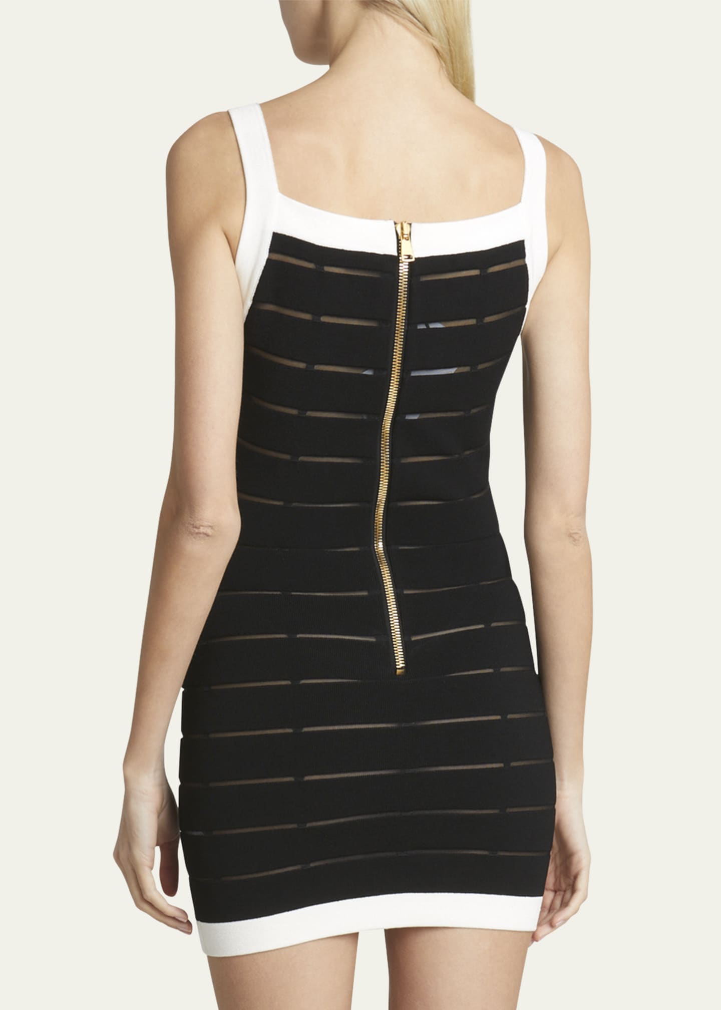 Balmain Sheer Panel Buttoned Tank Mini Dress - Bergdorf Goodman