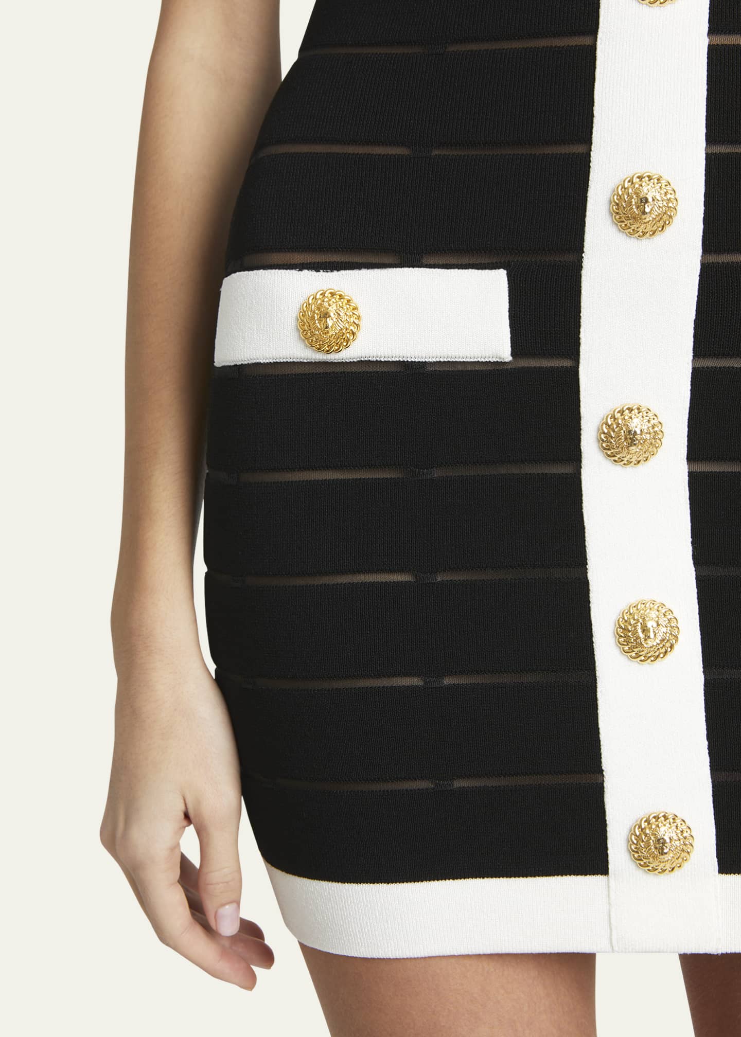 Balmain Sheer Panel Buttoned Tank Mini Dress - Bergdorf Goodman